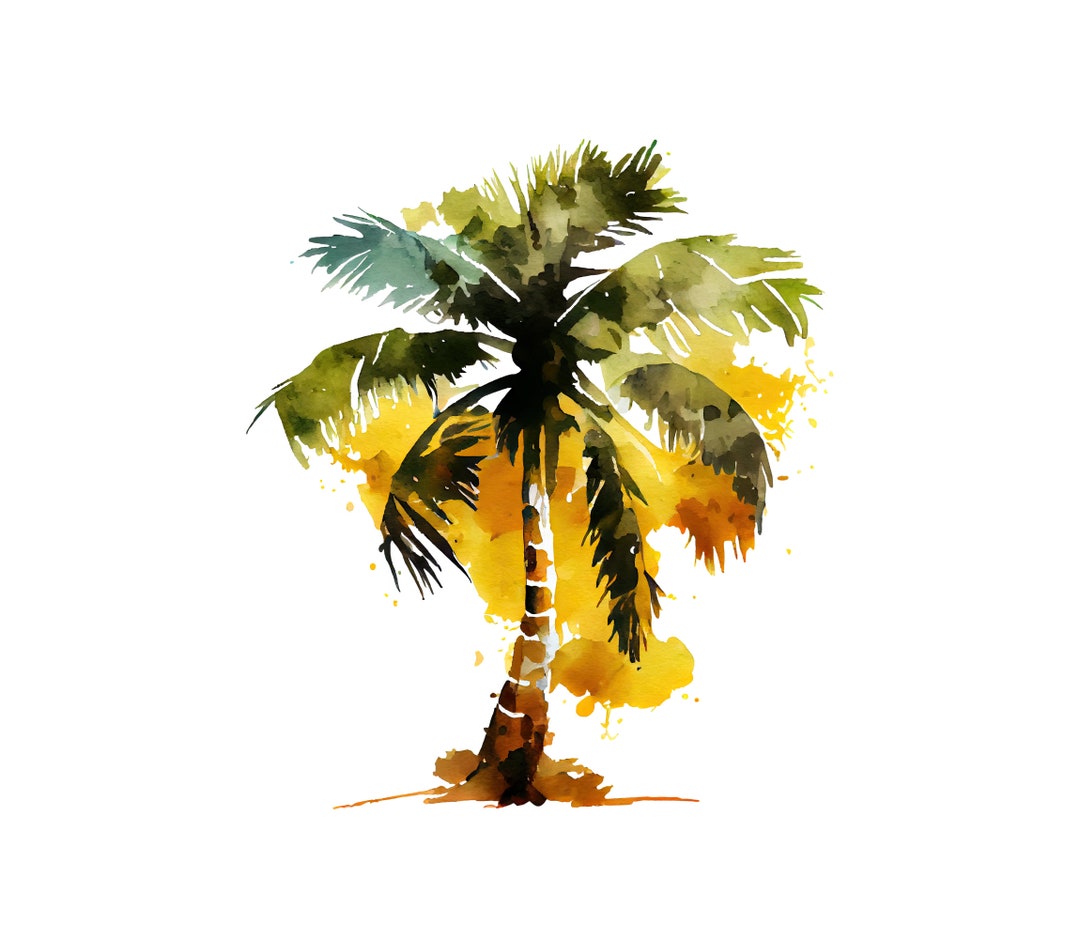 Watercolor Palm Tree Clipart 10 High Quality JPEG and PNG - Etsy