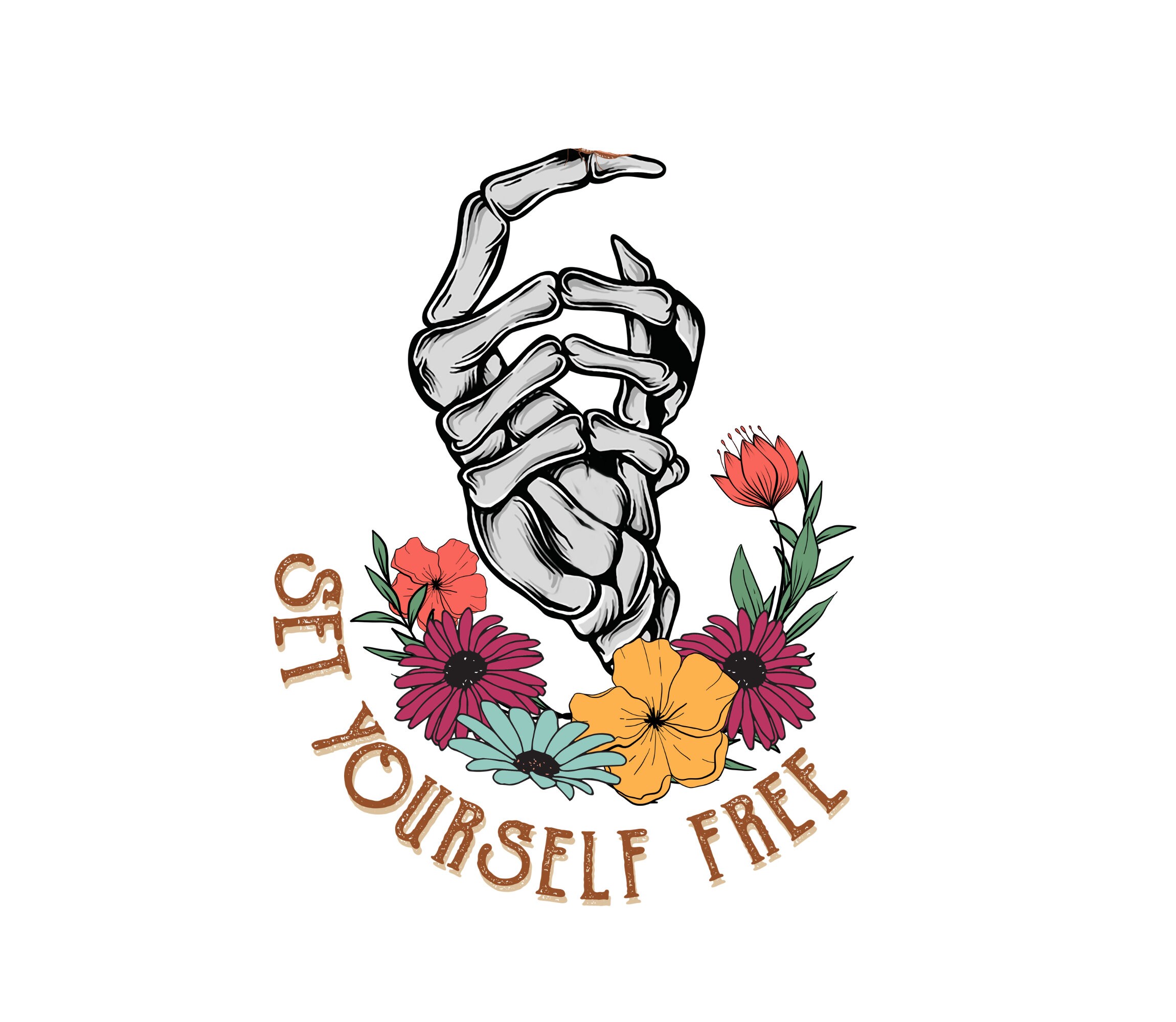 Free Yourself PNG / Sublimation Design Skeleton Png boho Png - Etsy