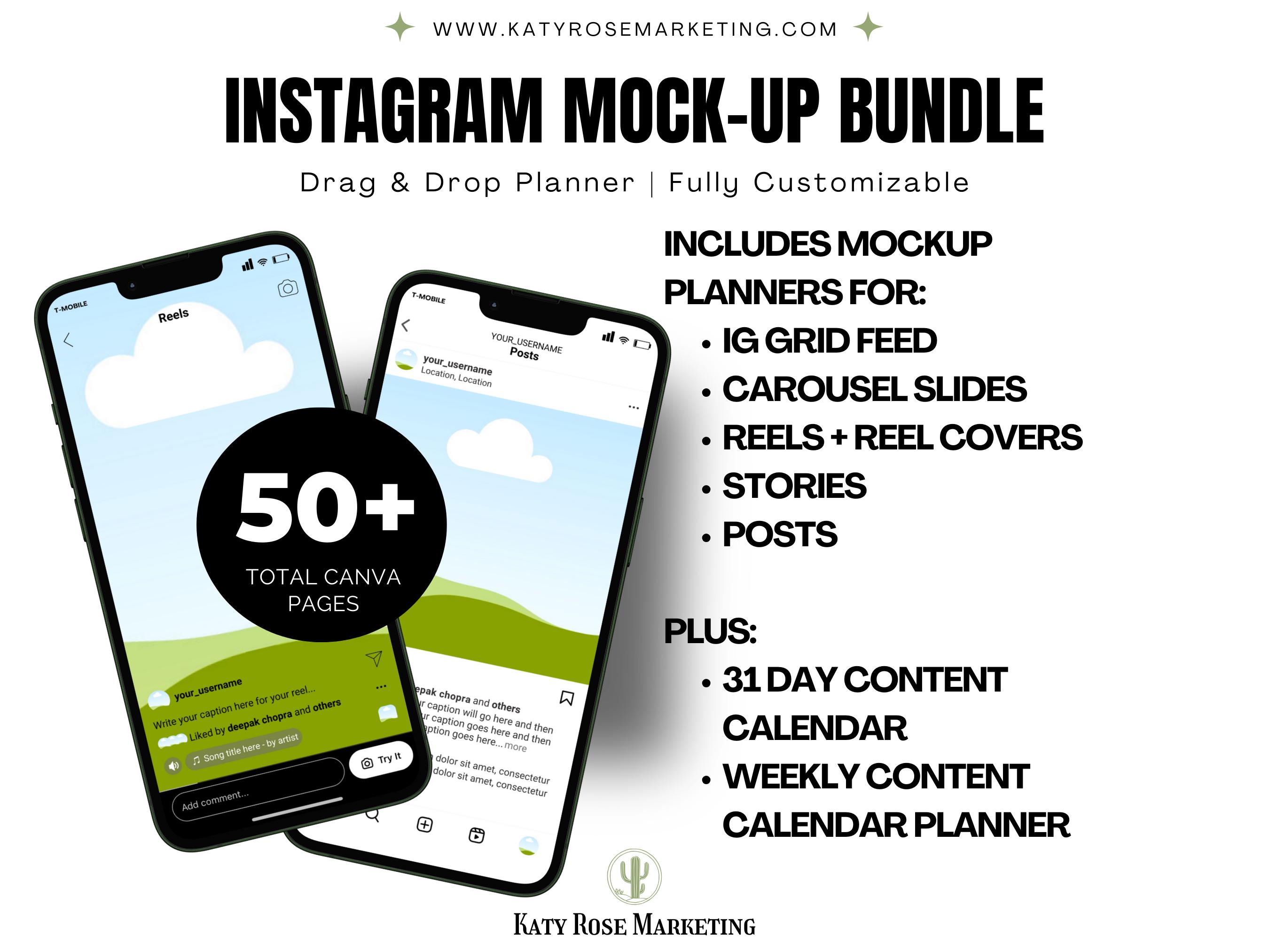 Canva Instagram Grid Template Bundle IG Mockup Grid Planner Preview ...