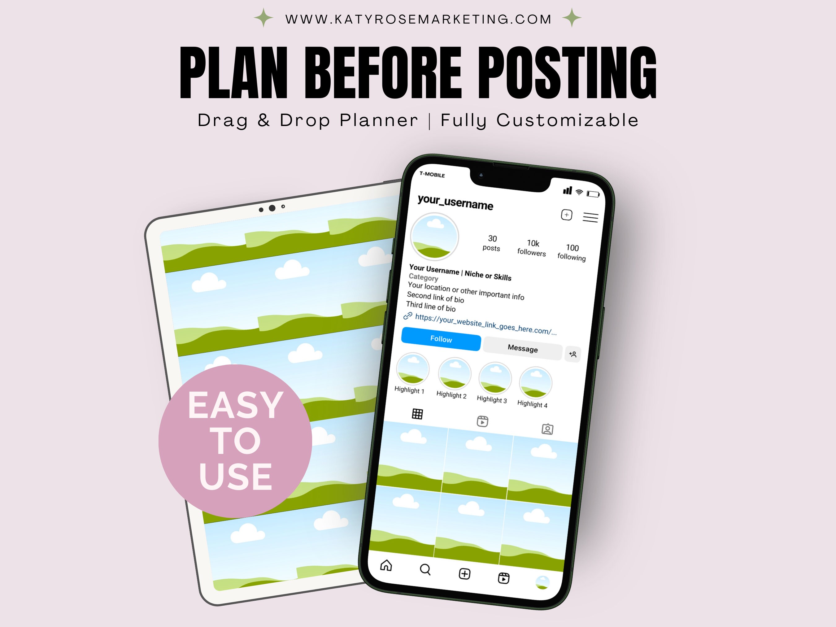 Instagram Grid Planner Insta Grid Mockup Template IG Grid Virtual ...