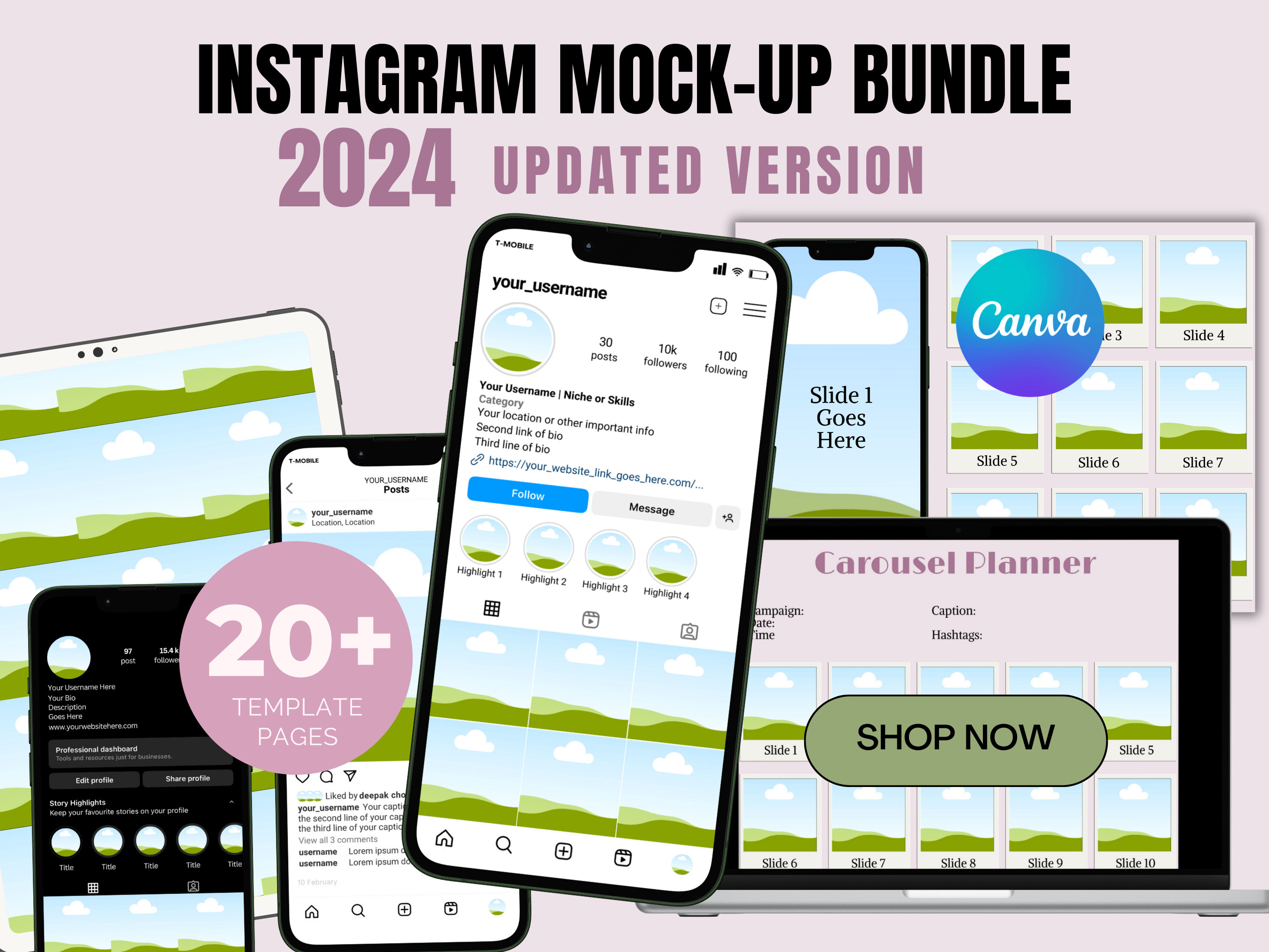 Instagram Mockup Template Bundle for Virtual Assistant Instagram Mock ...