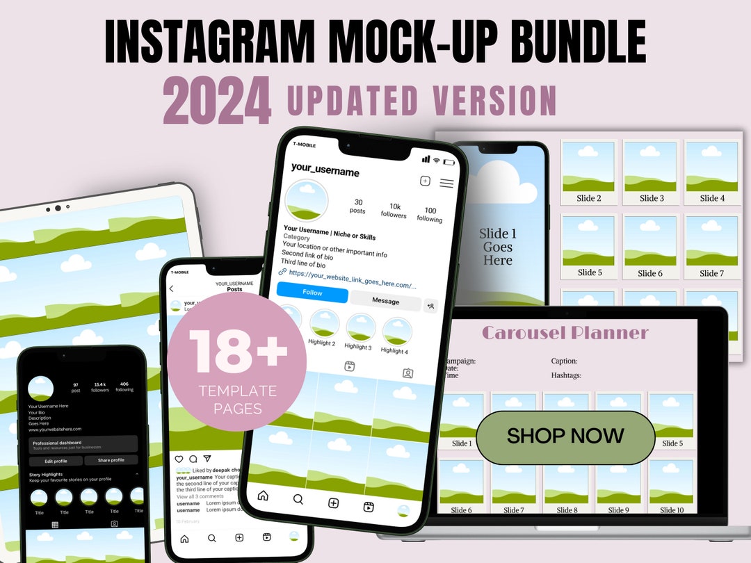 Instagram Mockup Template Bundle for Virtual Assistant Instagram Mock ...