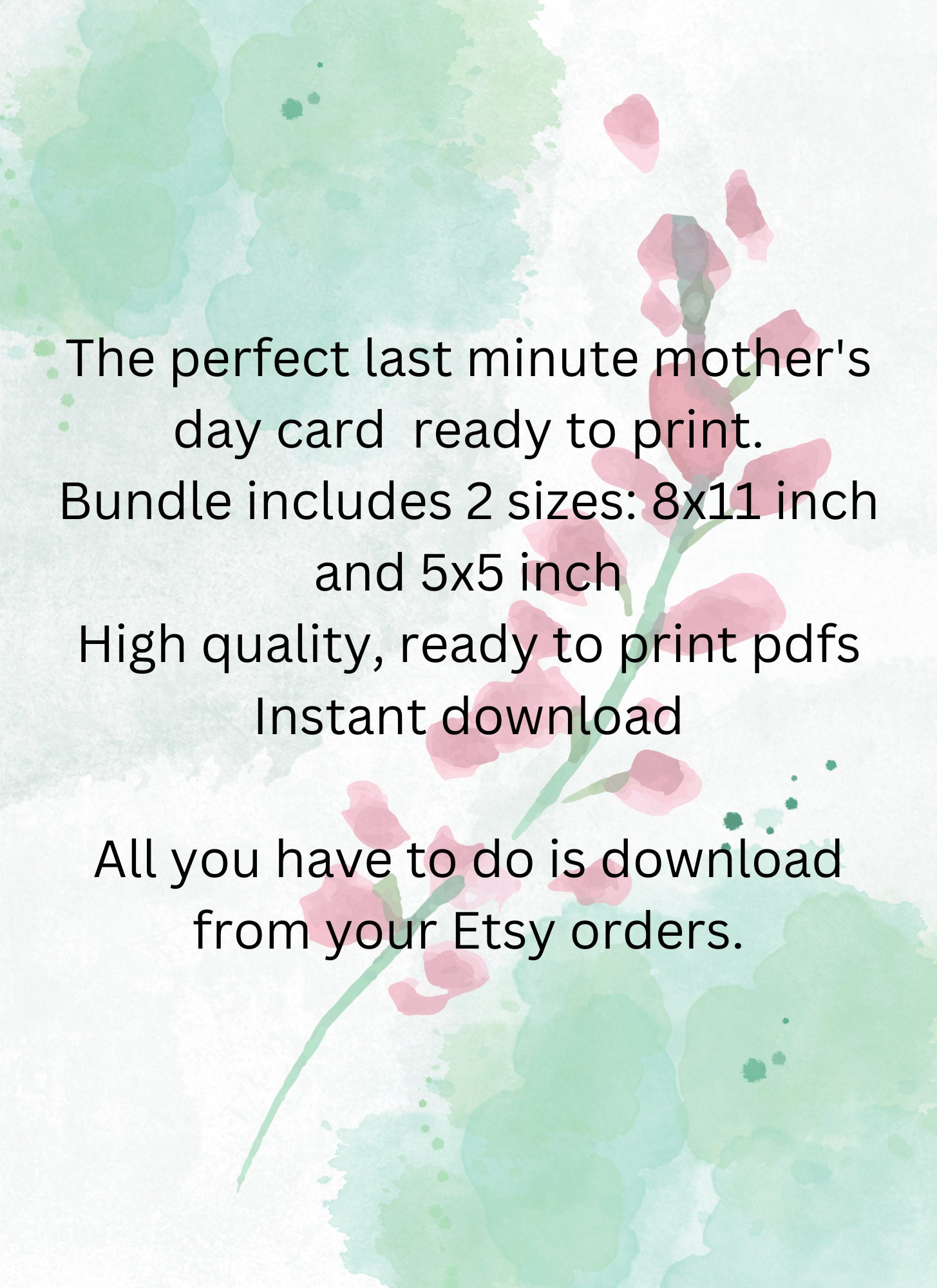 Happy Mothers Day Printable Card Digital Mothers Day Card Instant