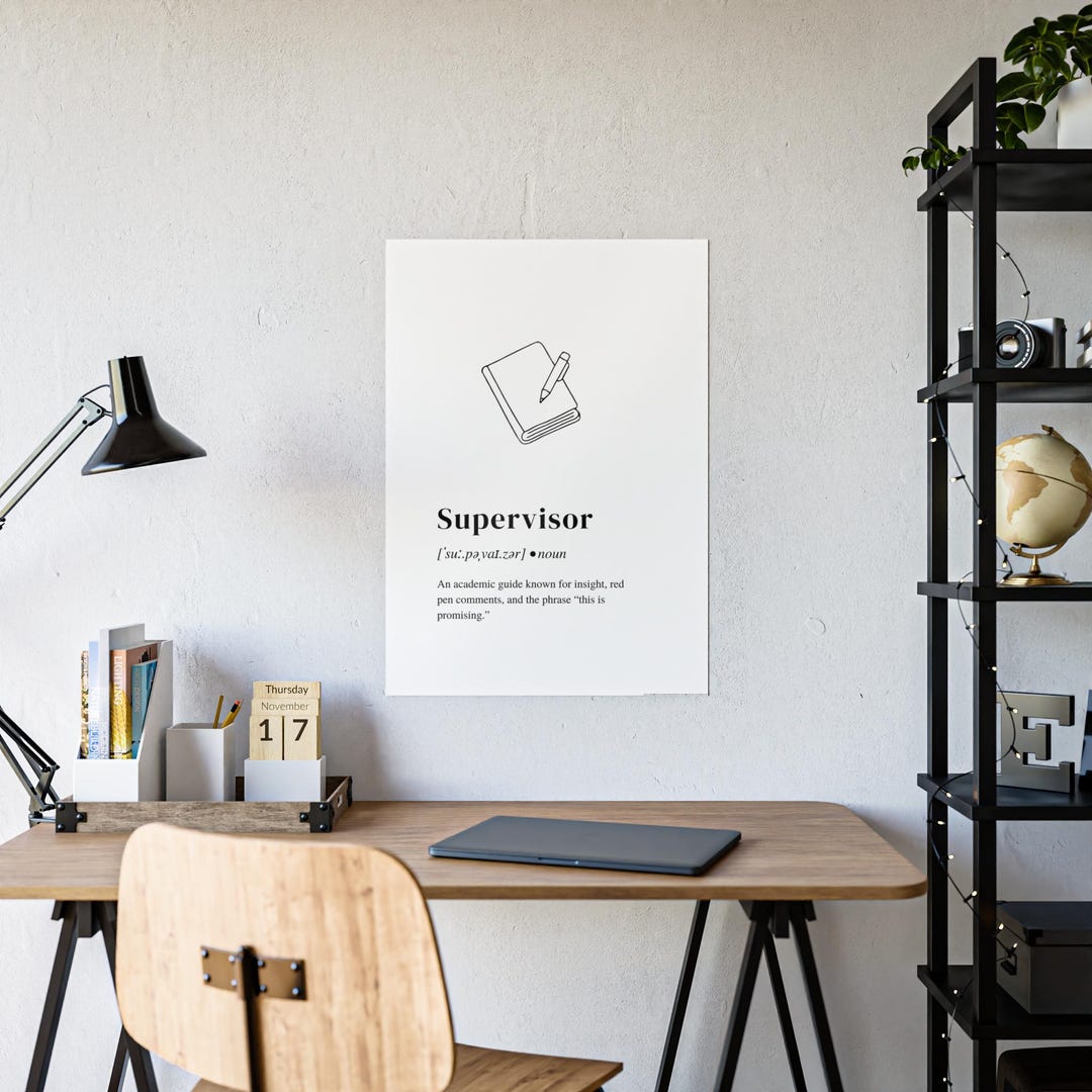 Supervisor Definition Print Poster Minimalist Academic Wall Art ...