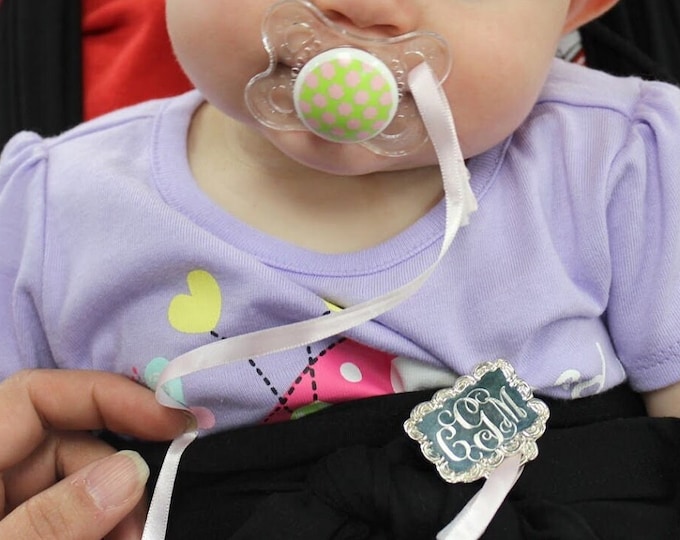 Silver Pacifier Clip. Silver Plated Pacifier Holder. Baby Gift. New ...