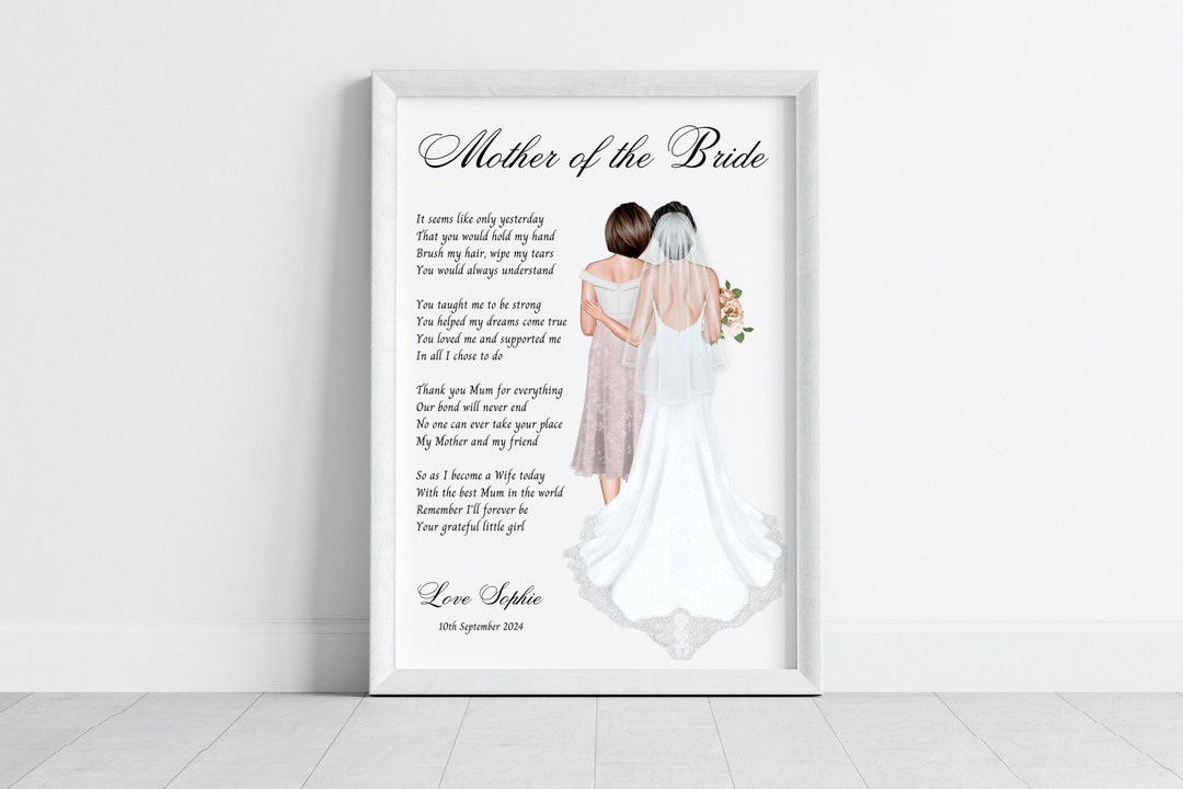 Mother of the Bride Personalised Wedding Gift, Print Bridal Gifts ...