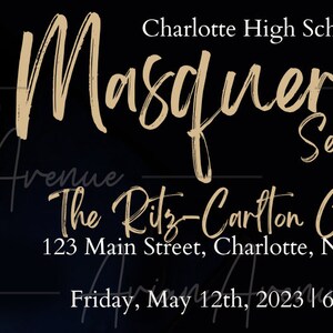 Blue Gold Extravagant Masquerade Ball Prom Ticket Template, Masquerade ...