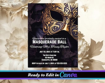 Maroon Elegant Masquerade Prom Ticket Template, Masquerade Party ...
