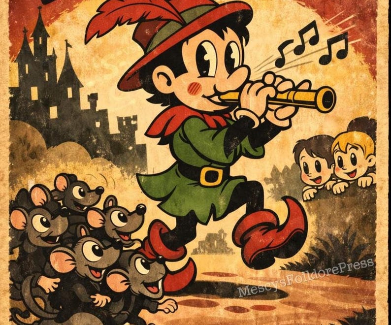 Pied Piper Vintage Poster | 1930s Cartoon Nursery Art (TIFF Download ...