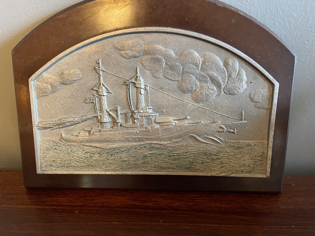 Vintage Metal and Wood Ship Plaque - Midcentury - Etsy