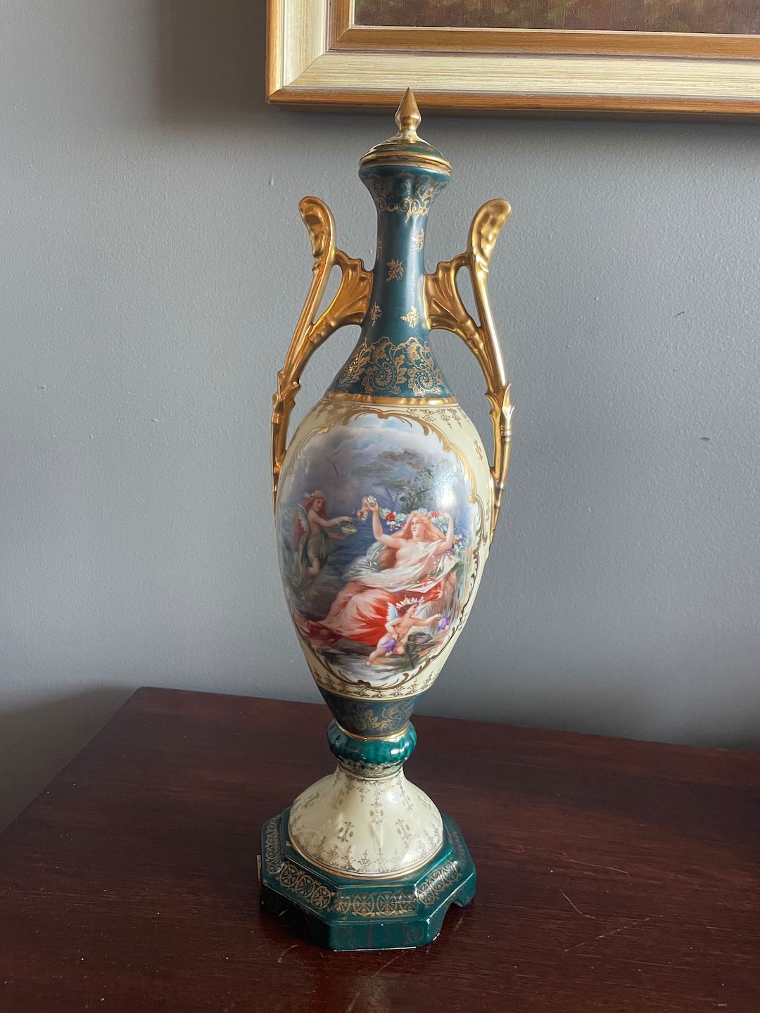 Vintage Victoria Austria Porcelain Vase With Lid | Hand-painted ...