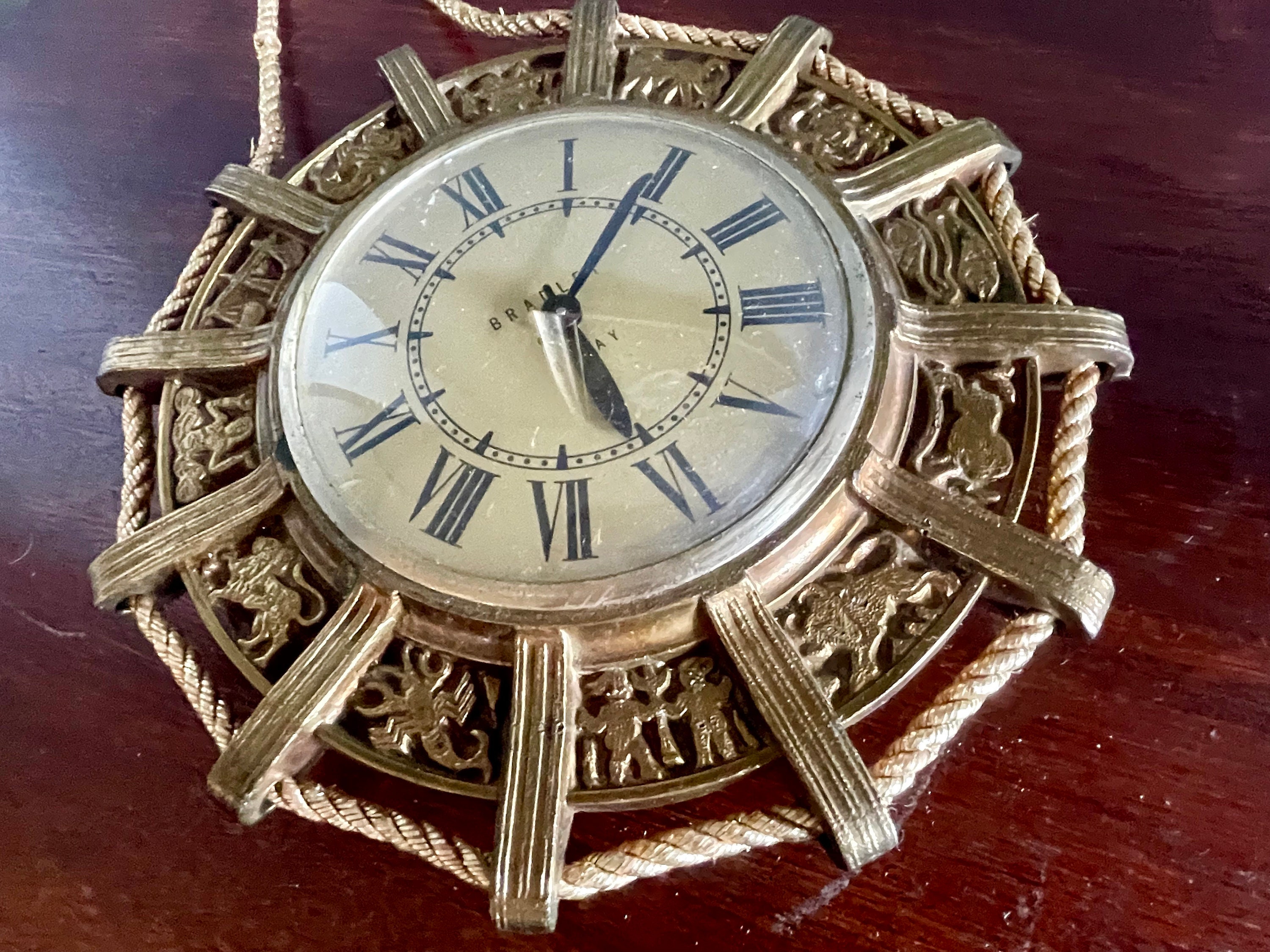 German Brass Zodiac Signs Wind up Wall Clock With Rope Hanger - Etsy