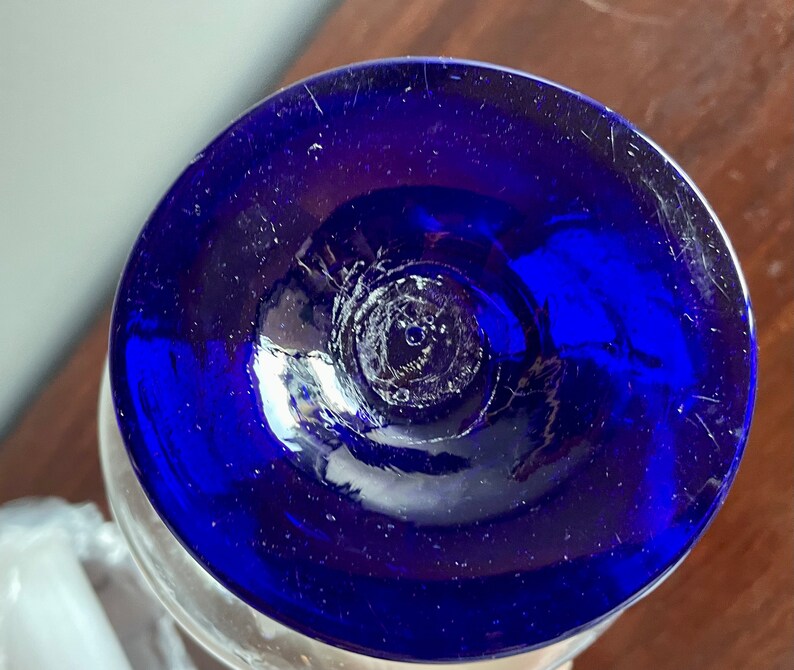 Vtg Blenko Glass Clear Vase With Applied Blue Swirl - Etsy