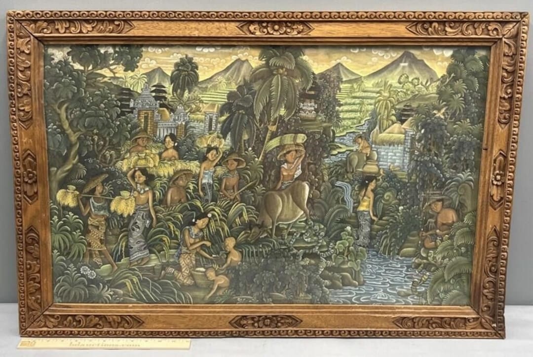 Large Balinese Painting by I Ketut Manggi (1946-) – Vintage Oil on ...