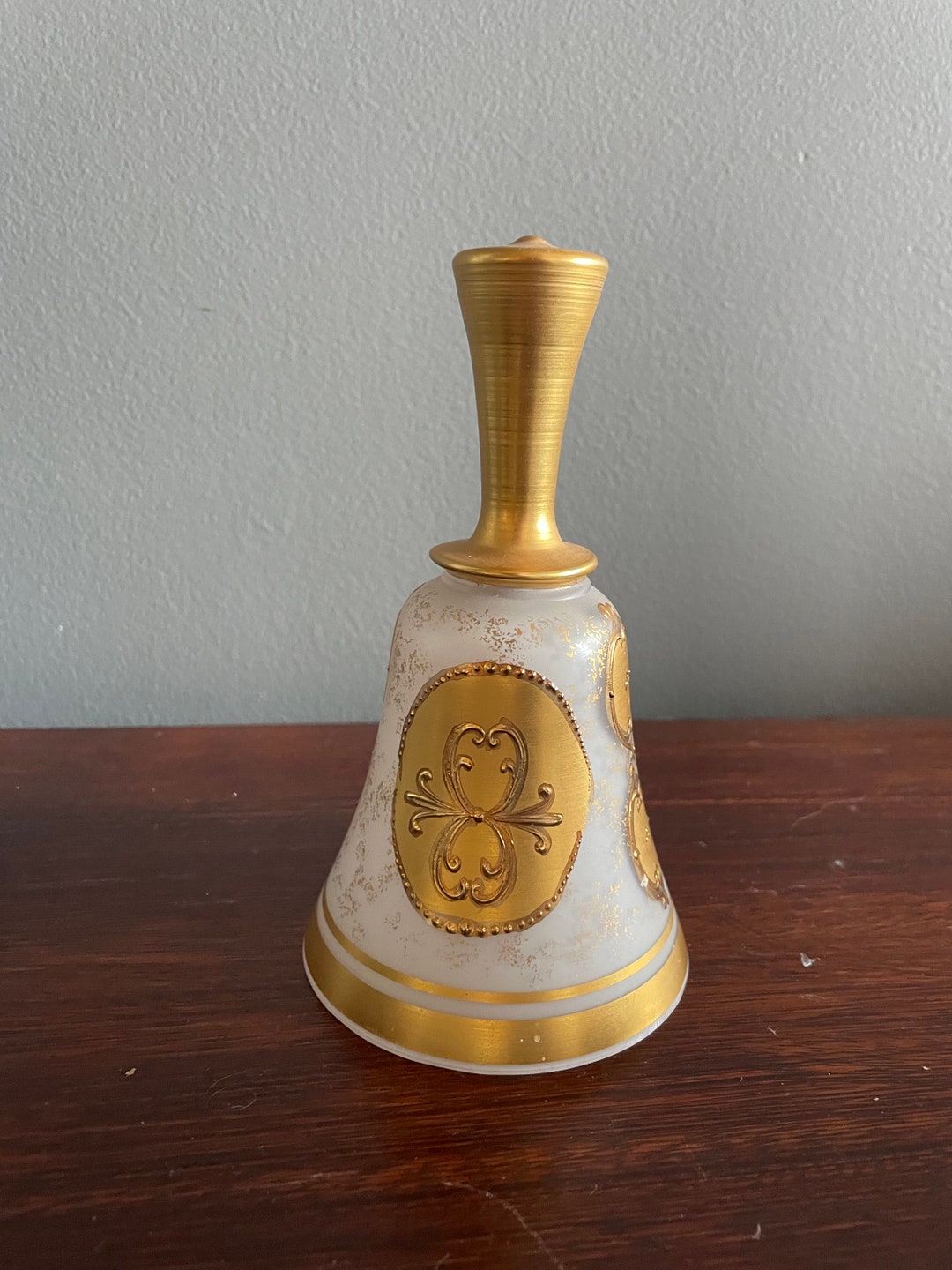 VINTAGE 50's IMPERLUX Czechoslvakia Bohemia Crystal Glass Bell 24k Gold ...