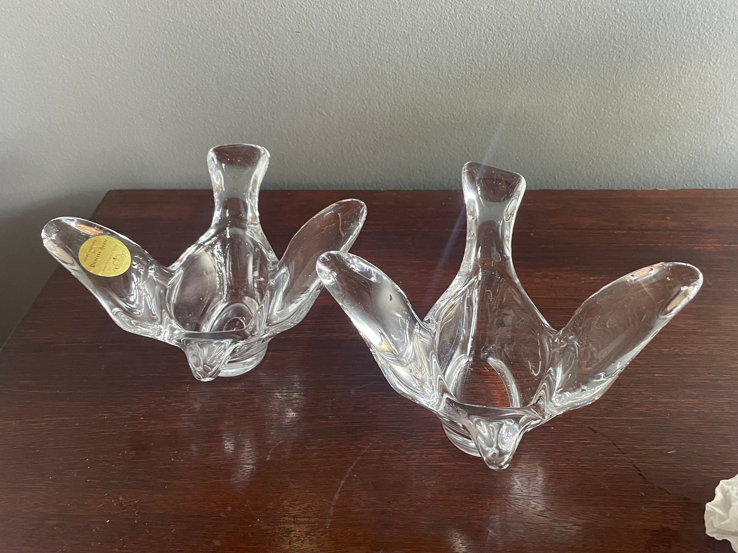Pair of Vintage Princess House Crystal Doves | French Leaded Crystal ...