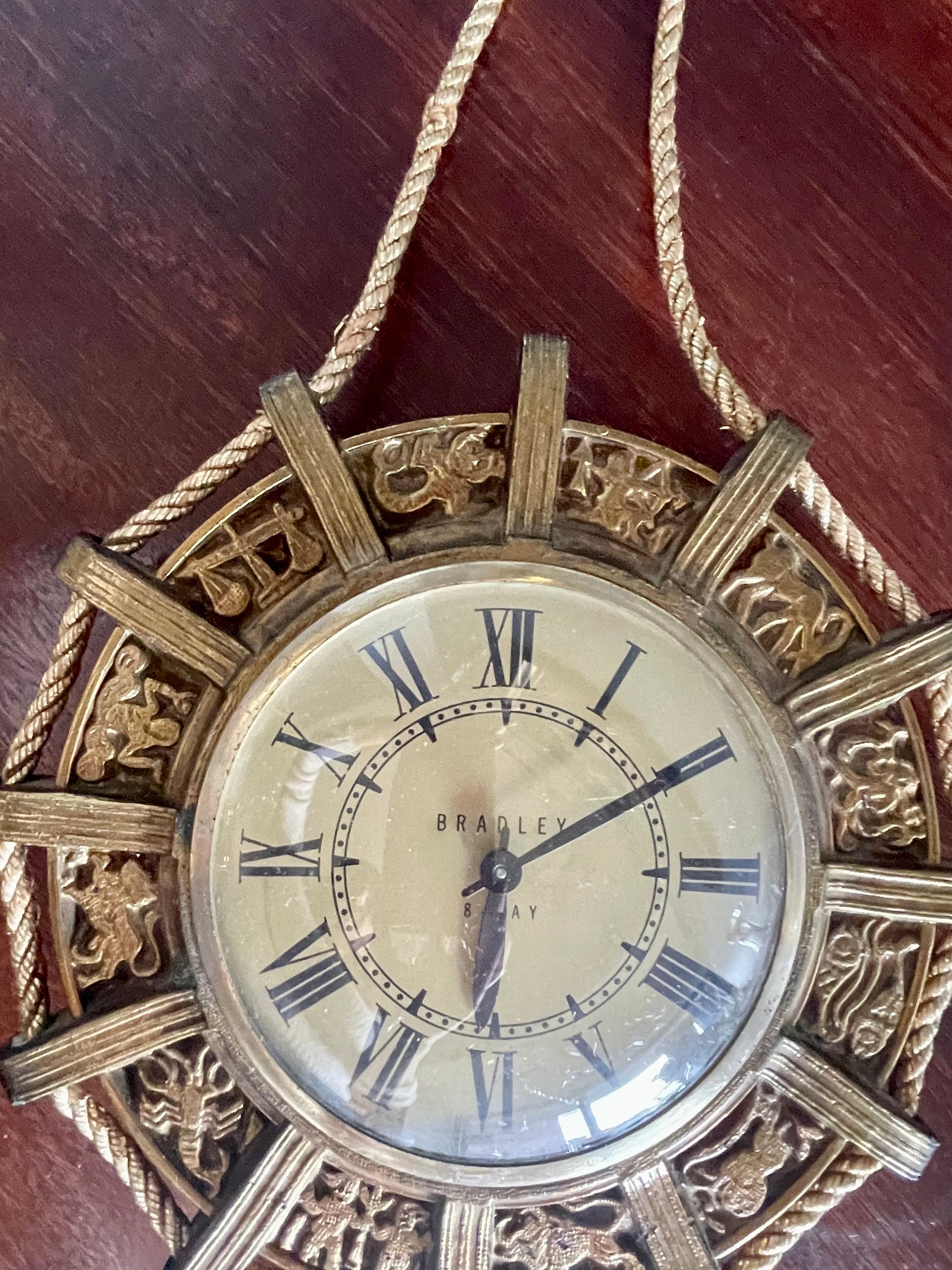 German Brass Zodiac Signs Wind up Wall Clock With Rope Hanger - Etsy