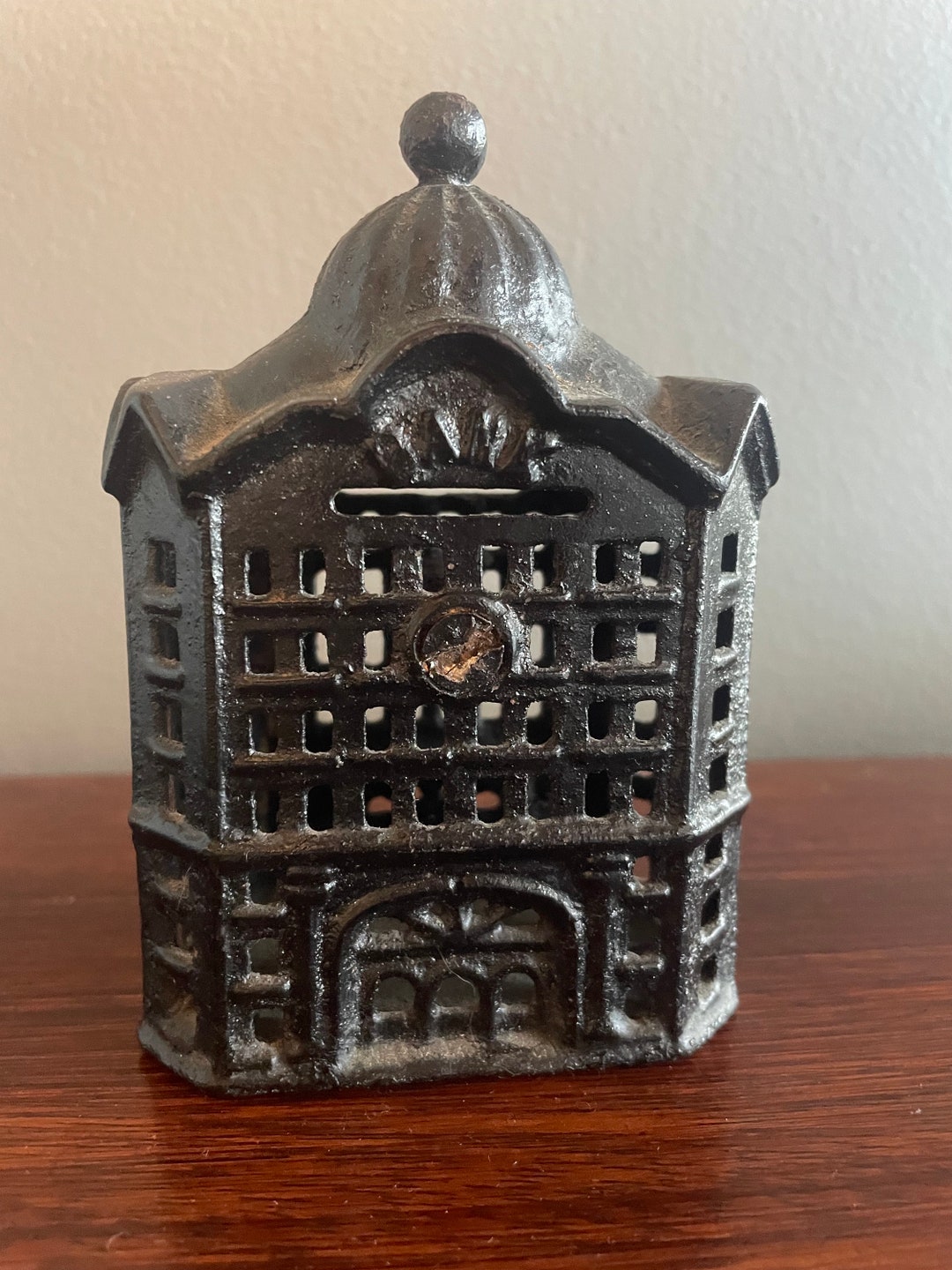 Antique Early 1900's Cast Iron 3 Tier Bank Building Still Coin Bank - 5 ...