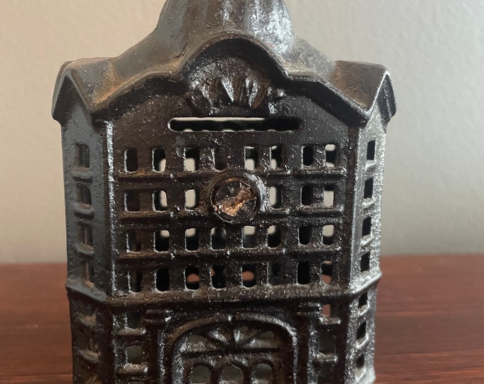 Antique Early 1900's Cast Iron 3 Tier Bank Building Still Coin Bank - 5 ...