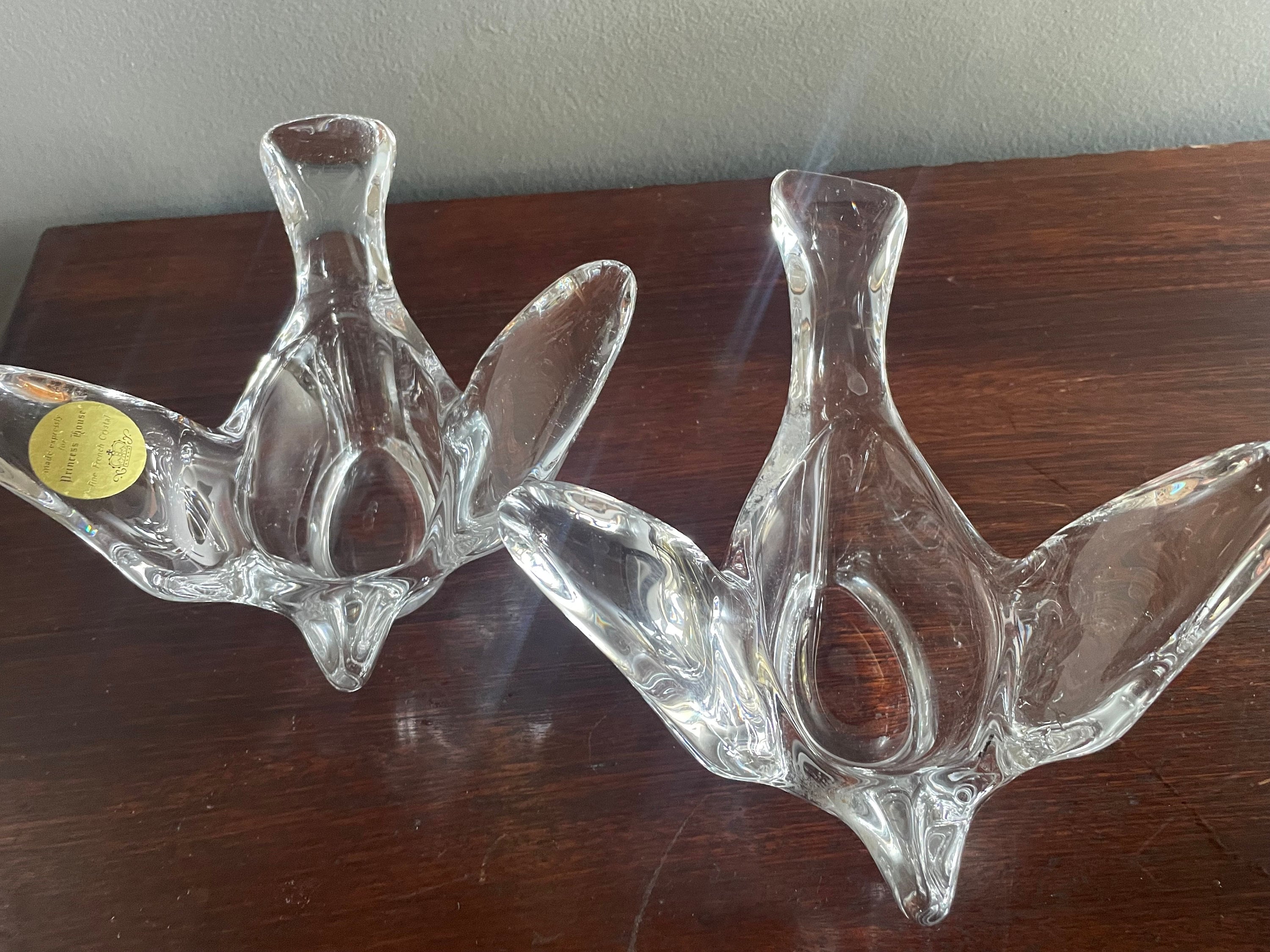 Pair of Vintage Princess House Crystal Doves | French Leaded Crystal ...