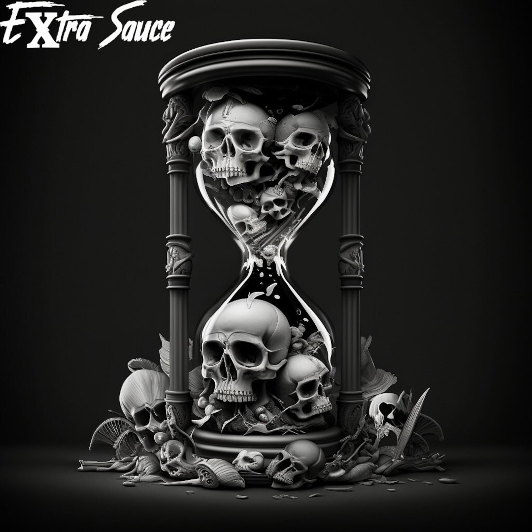 Skull Hourglass, Black and Grey, Tattoo Style, Gothic Style, Sands of ...