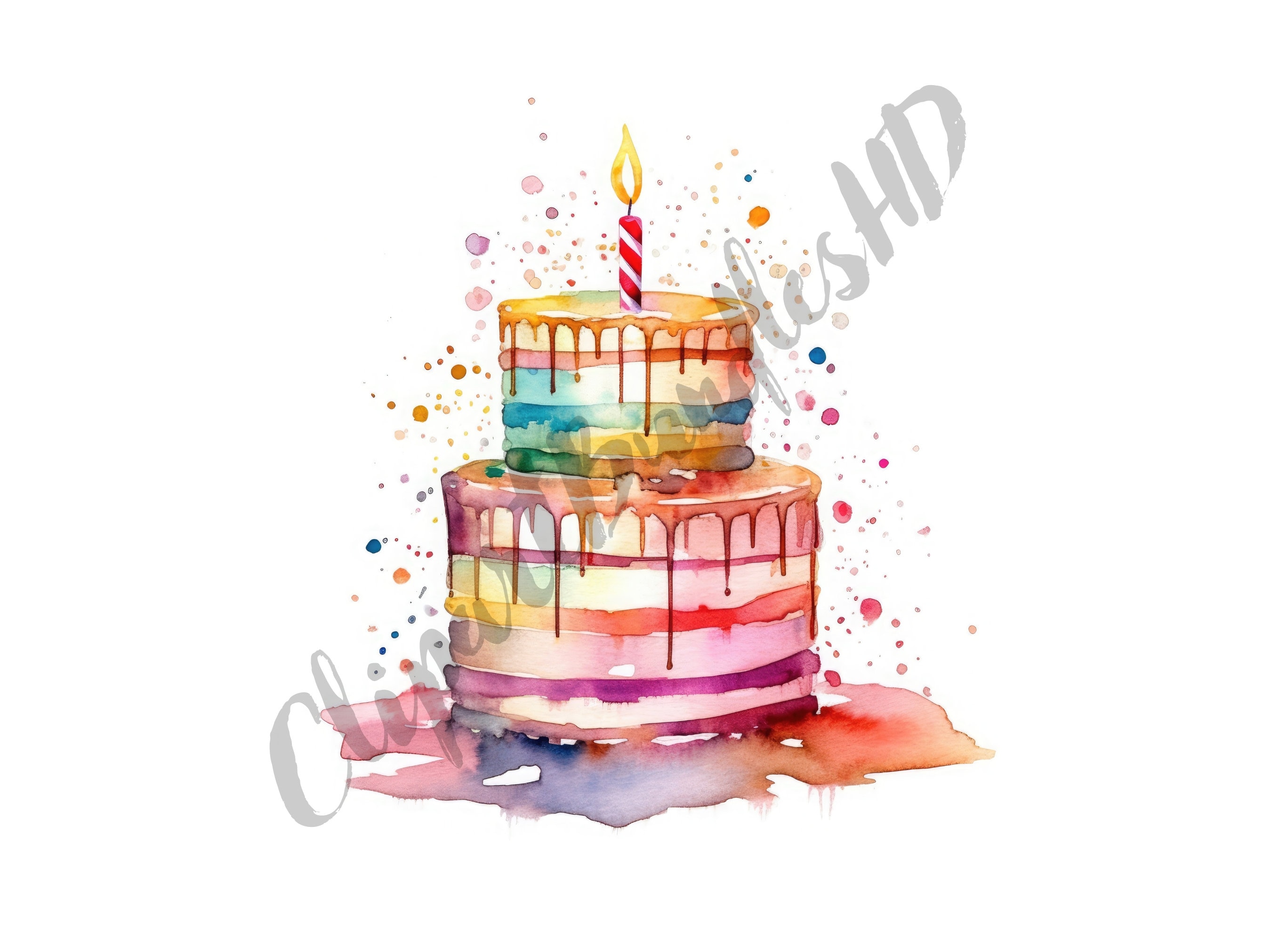 Colorful Birthday Cake Clipart Set 15 Vibrant JPG Illustrations Instant ...