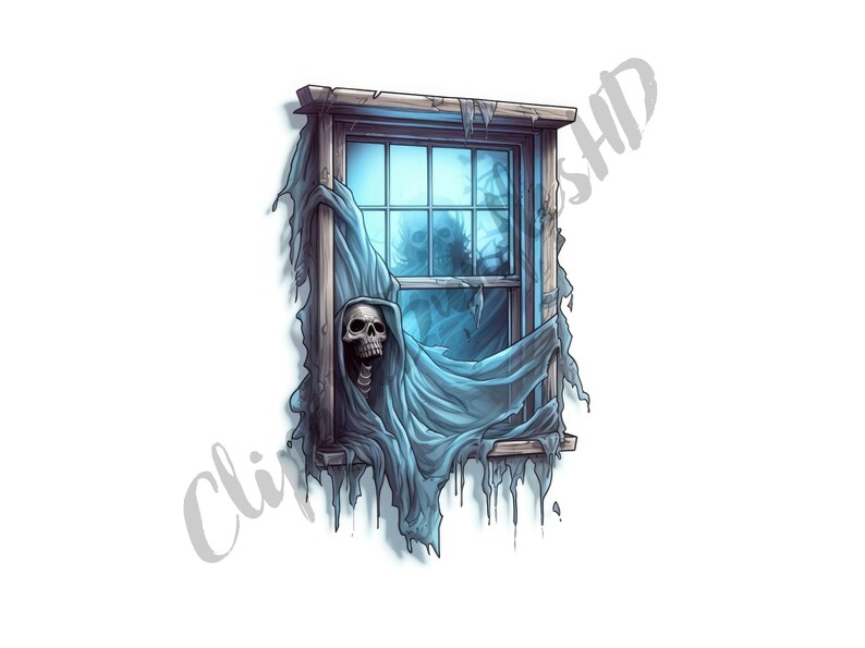 Spooky Window Clipart Set 15 JPG Illustrations Digital Download for ...