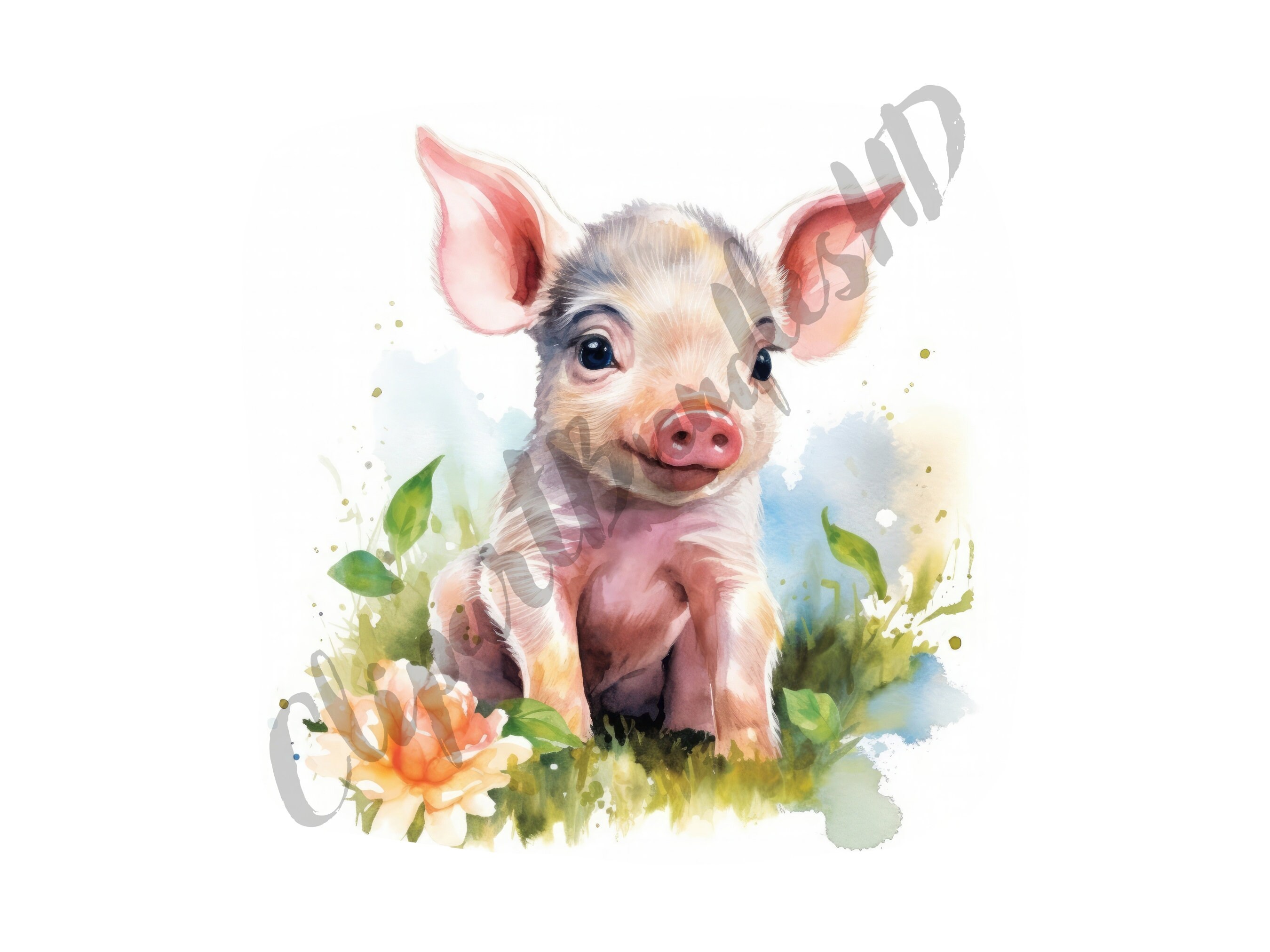Baby Pig Clipart Bundle Adorable Piglet Illustrations Printable Farm ...