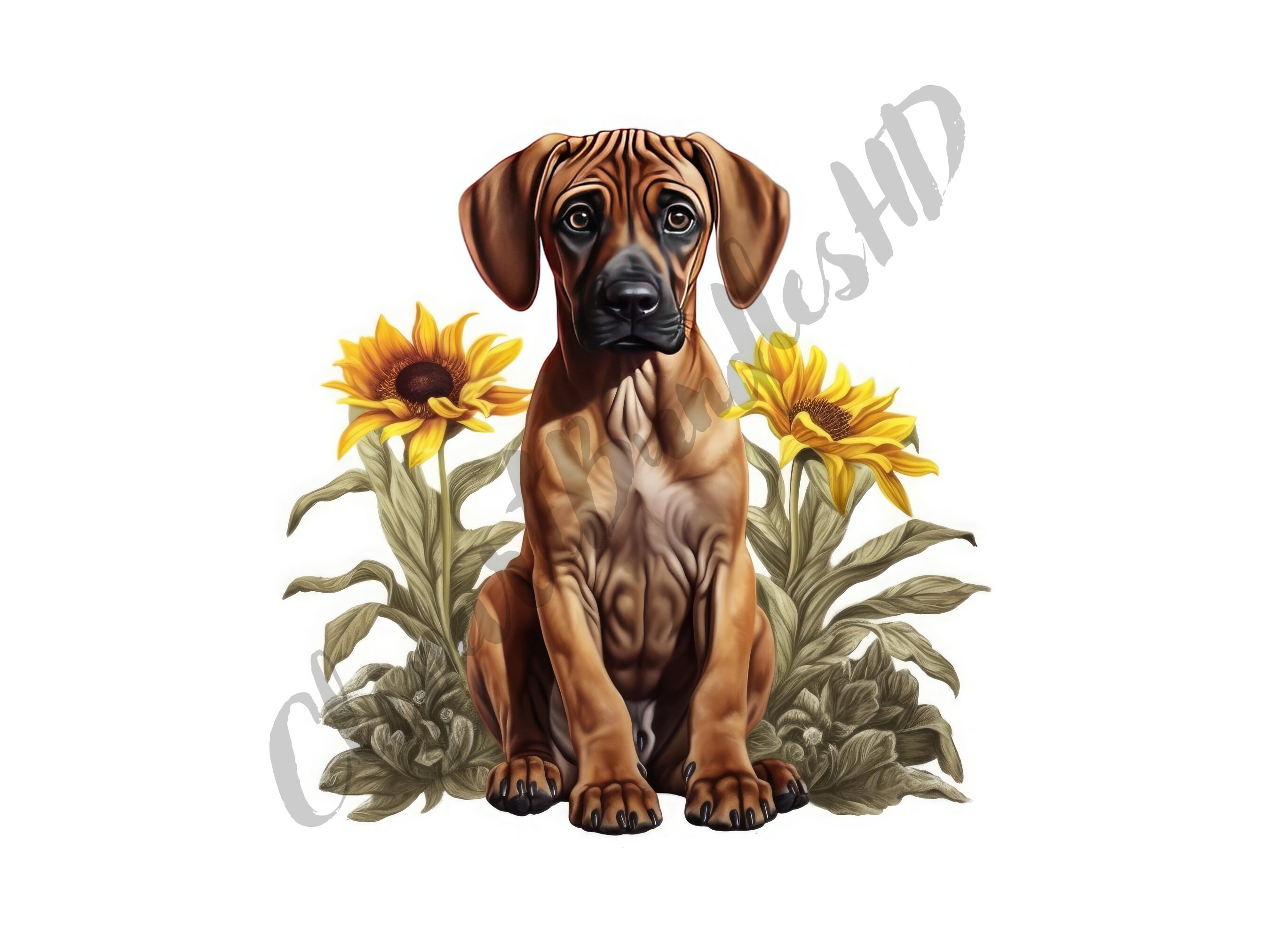 Rhodesian Ridgeback Puppy Clipart Bundle Majestic Dog Illustrations ...