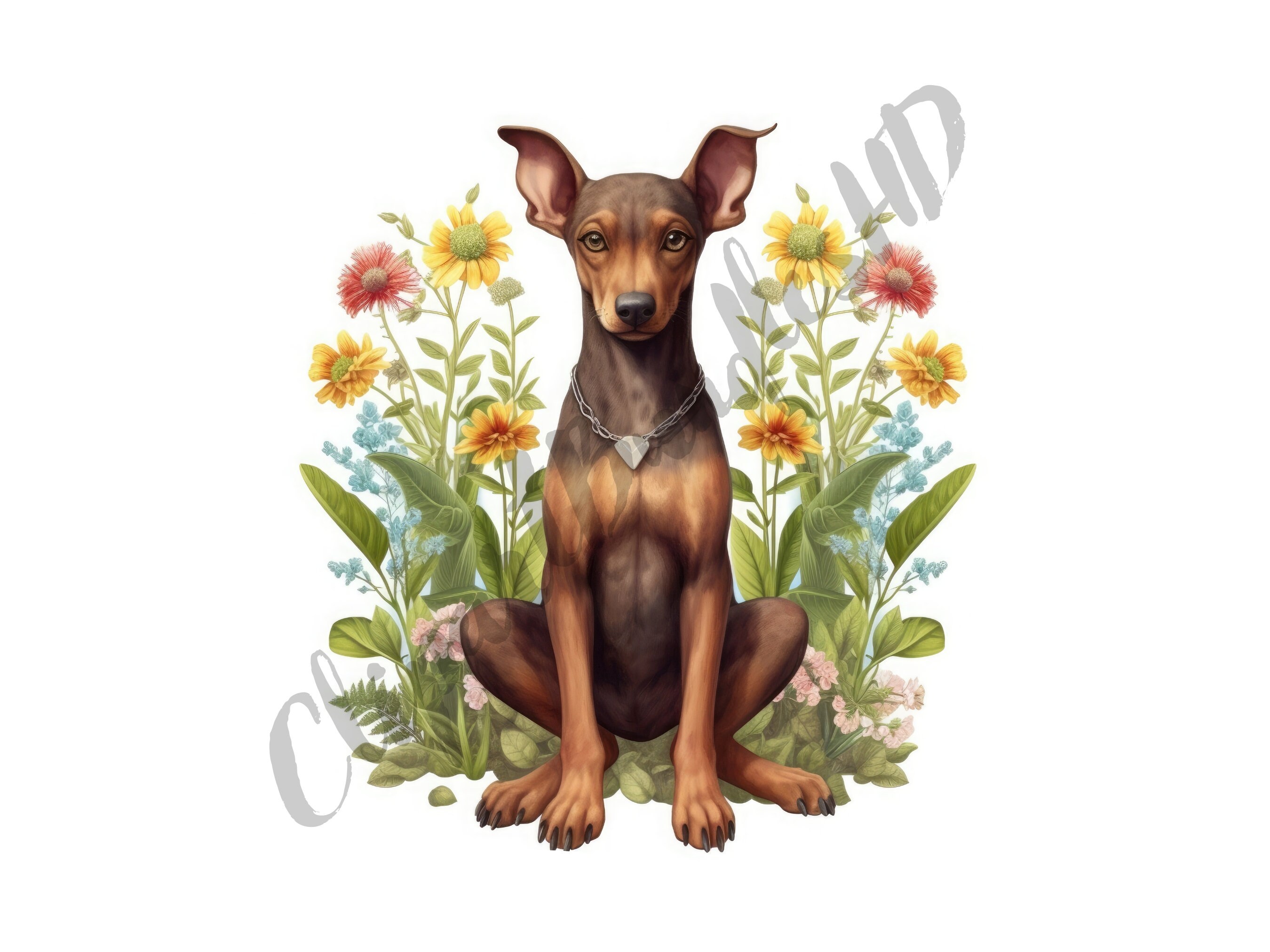 Doberman Pinscher Puppy Clipart Set 15 JPG Illustrations Digital ...