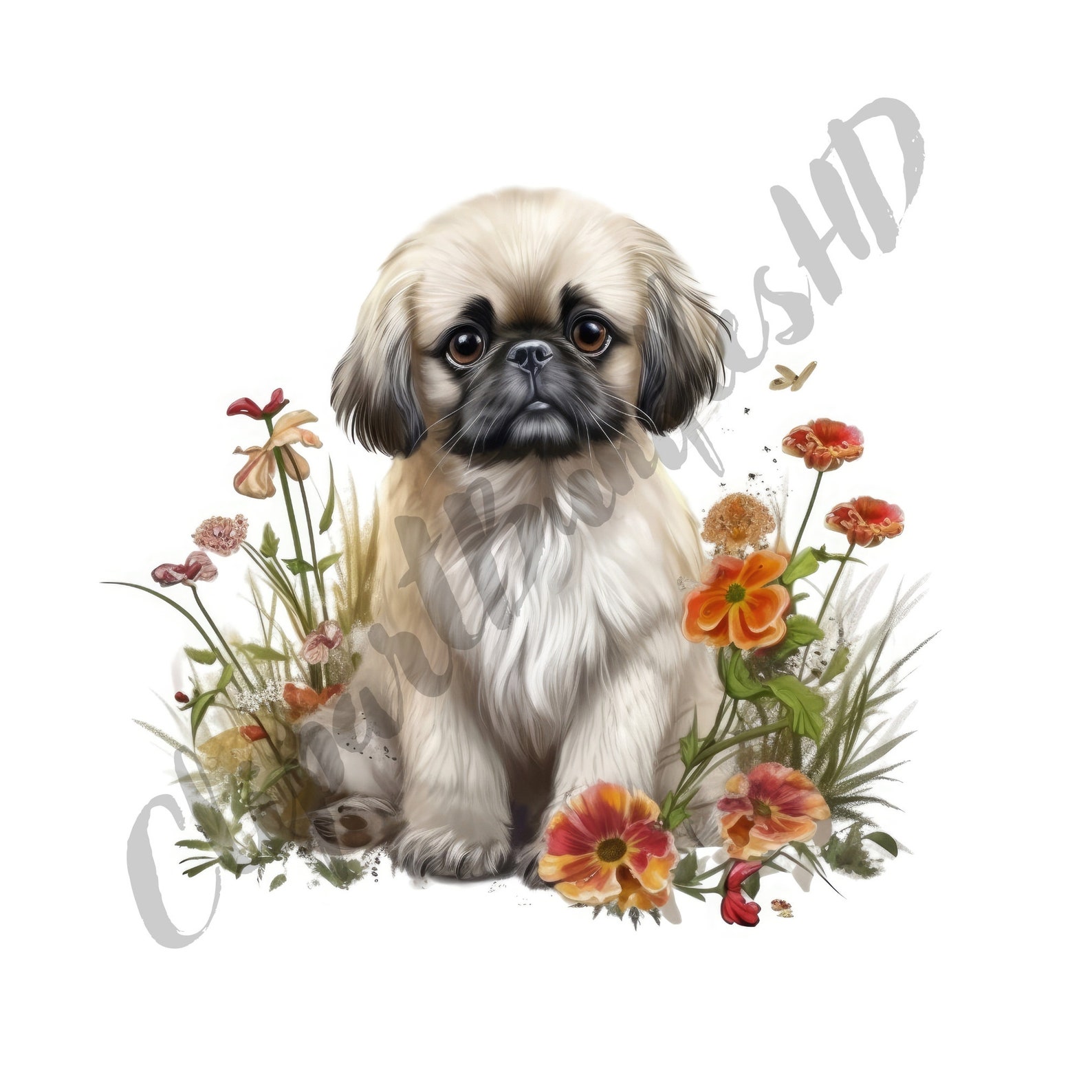 Pekingese Puppy Clipart Bundle Adorable Dog Illustrations Printable Pet ...