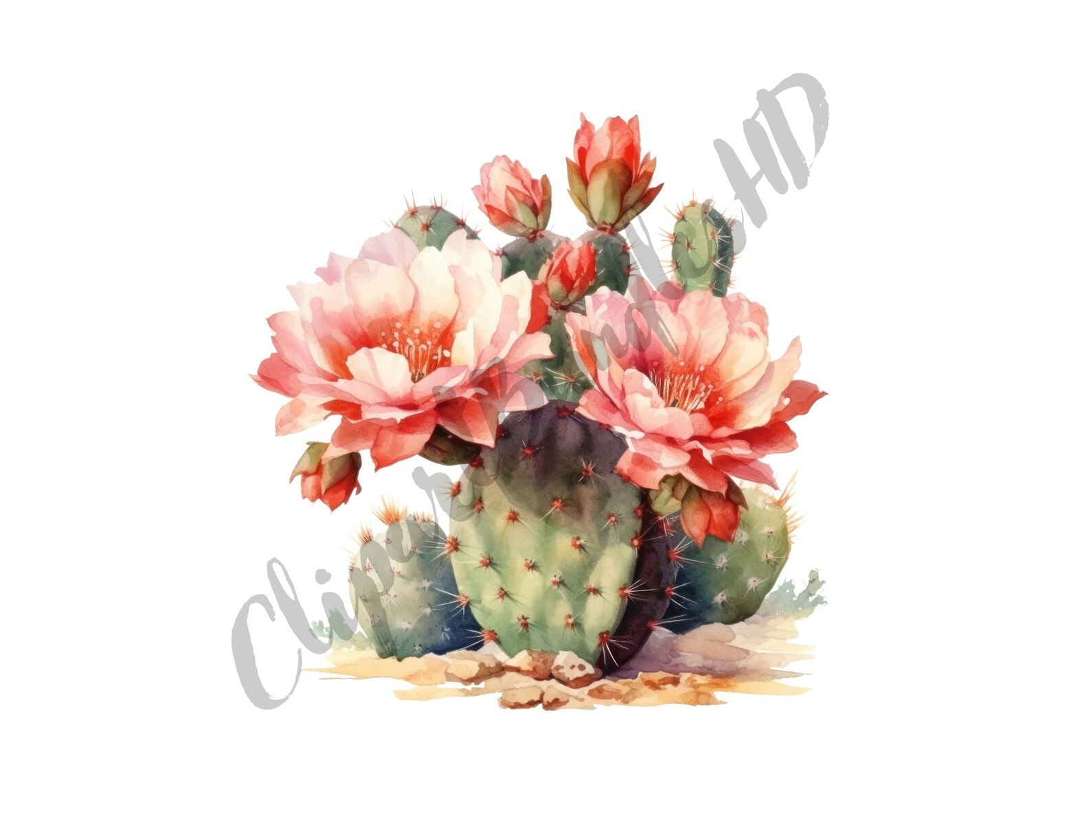 Watercolor Cactus Clipart Set: 15 JPG Illustrations (digital Download ...