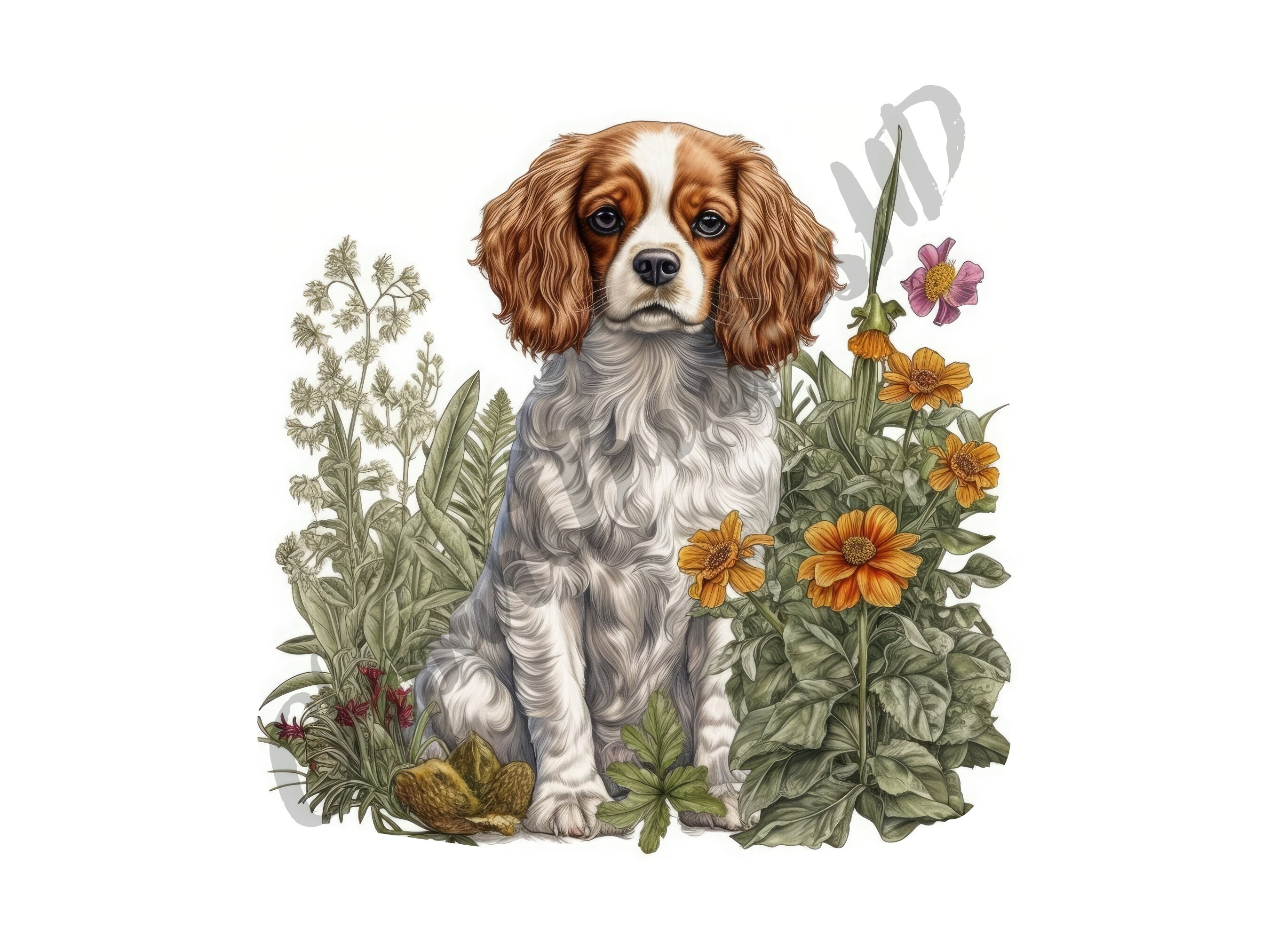 Cavalier King Charles Spaniel Puppy Clipart: Dog Lover Art (15 JPG ...