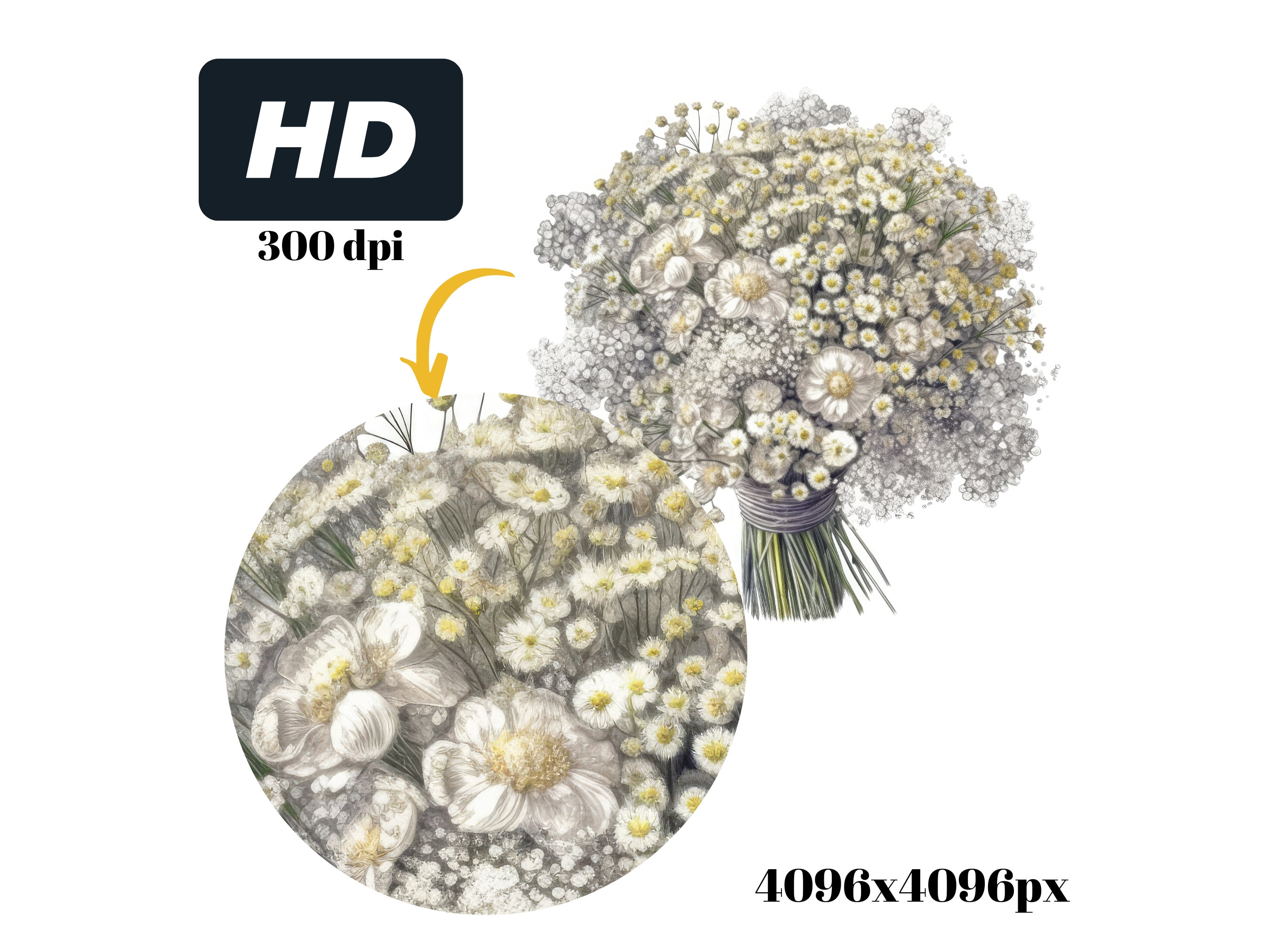 Baby Breath Bouquet Clipart Deluxe Set 15 JPG Digital Downloads Elegant ...