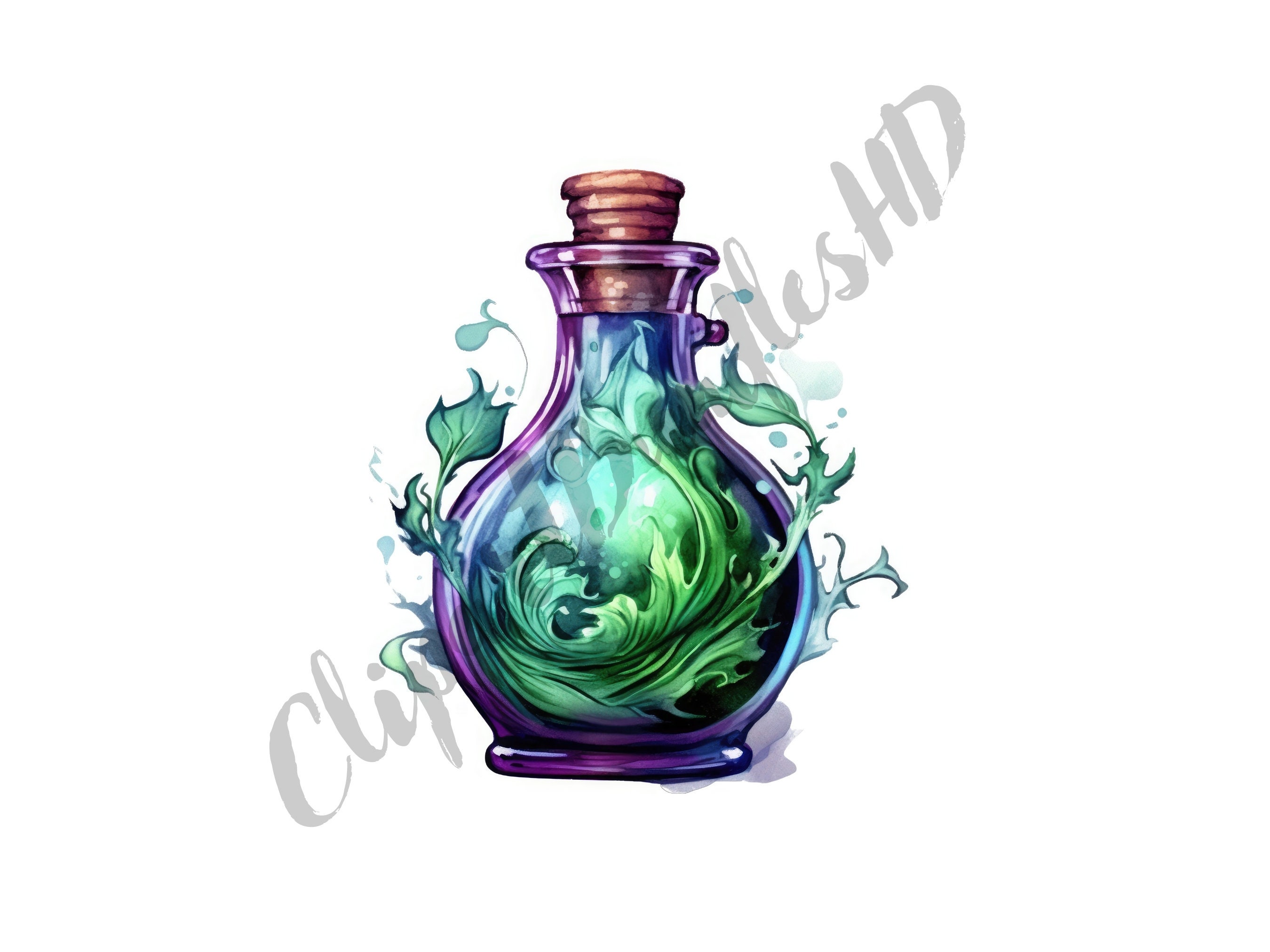 Magic Potion Vial Clipart Bundle Enchanted Elixirs Illustrations ...