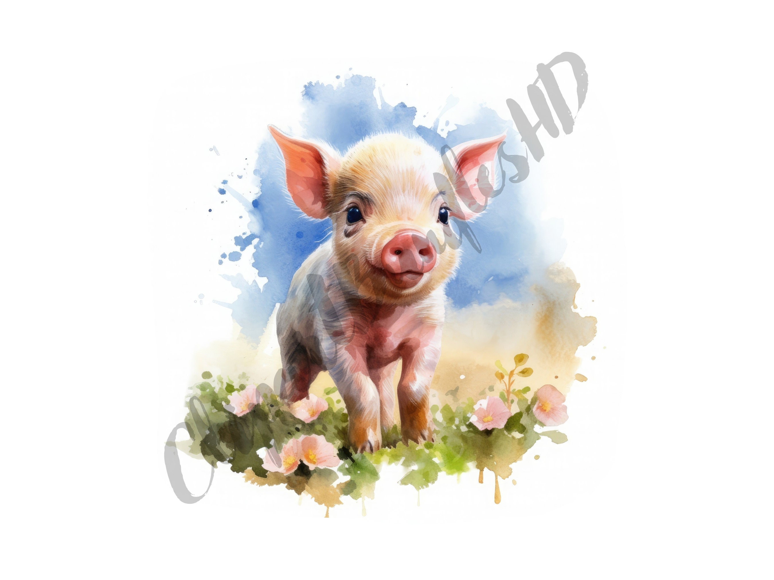 Baby Pig Clipart Bundle Adorable Piglet Illustrations Printable Farm ...