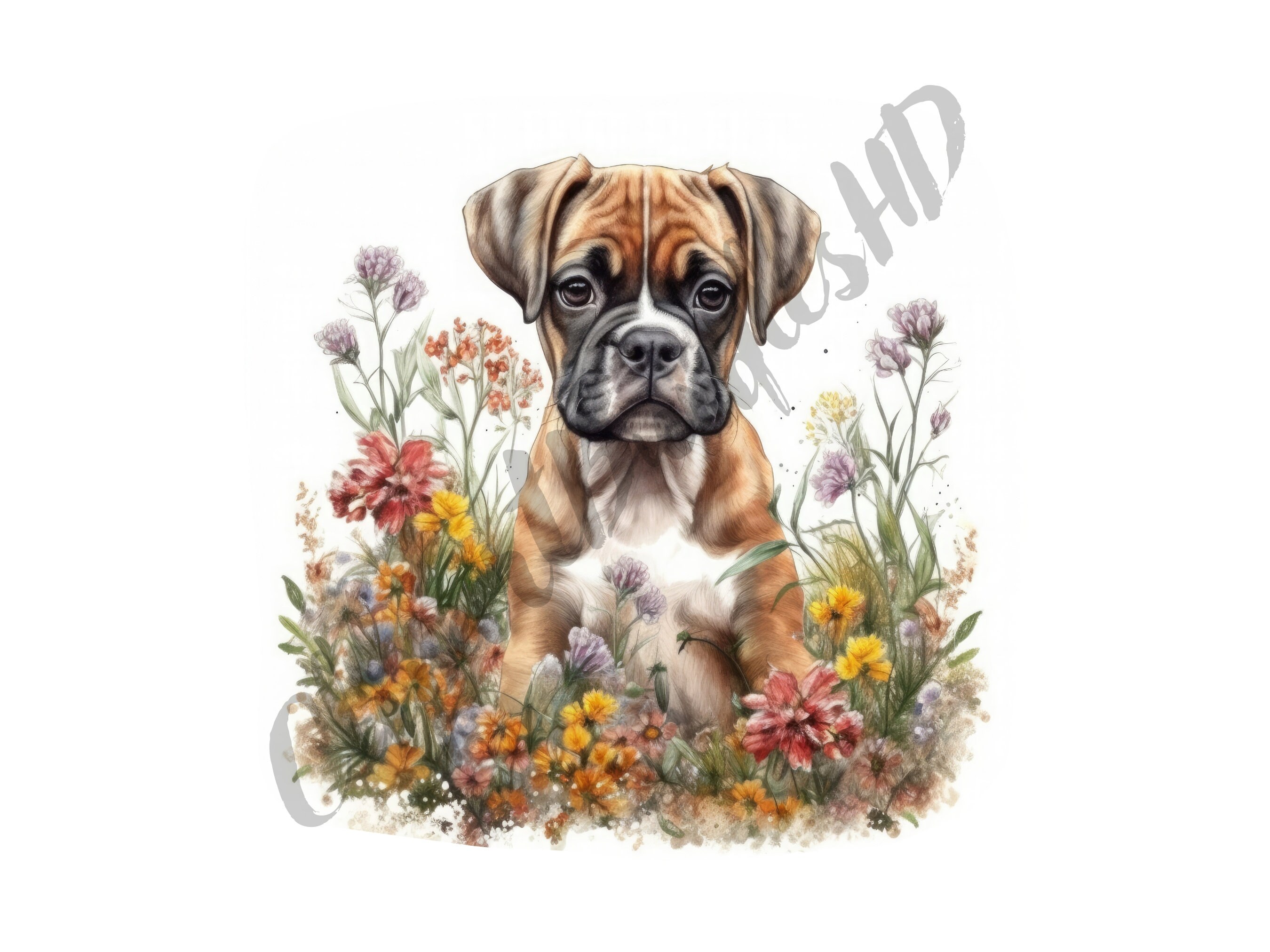 Boxer Puppy Clipart Set 15 JPG Illustrations Playful Dog Digital ...