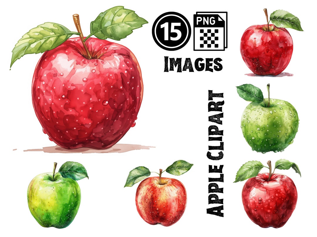 Watercolor Apple Clipart PNG, Fruits Clip Art, Watercolor Apples ...