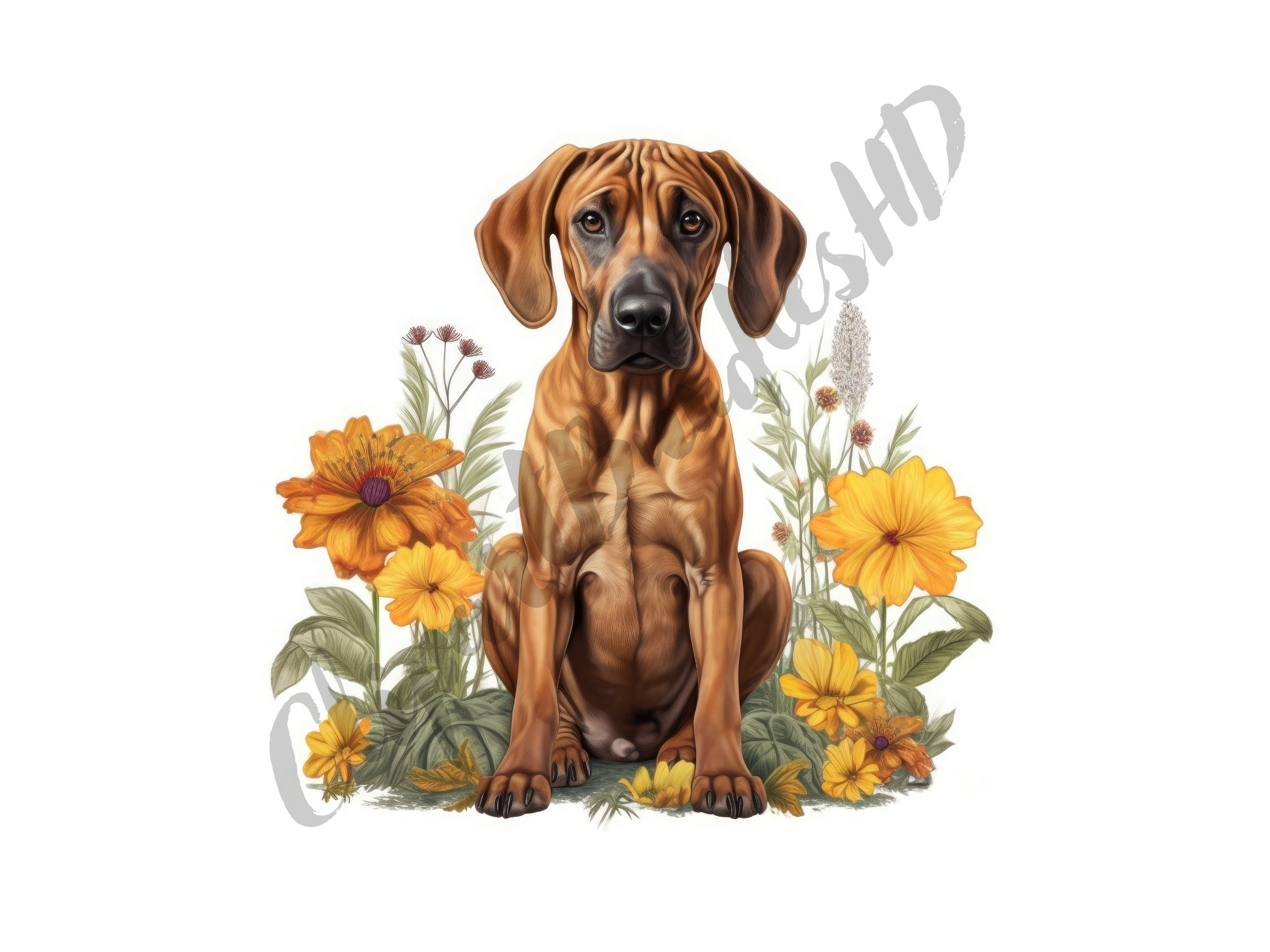 Rhodesian Ridgeback Puppy Clipart Bundle Majestic Dog Illustrations ...