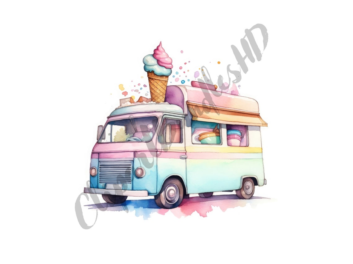 Cute Ice Cream Shop Clipart Watercolor Ice Cream Clipart - Etsy