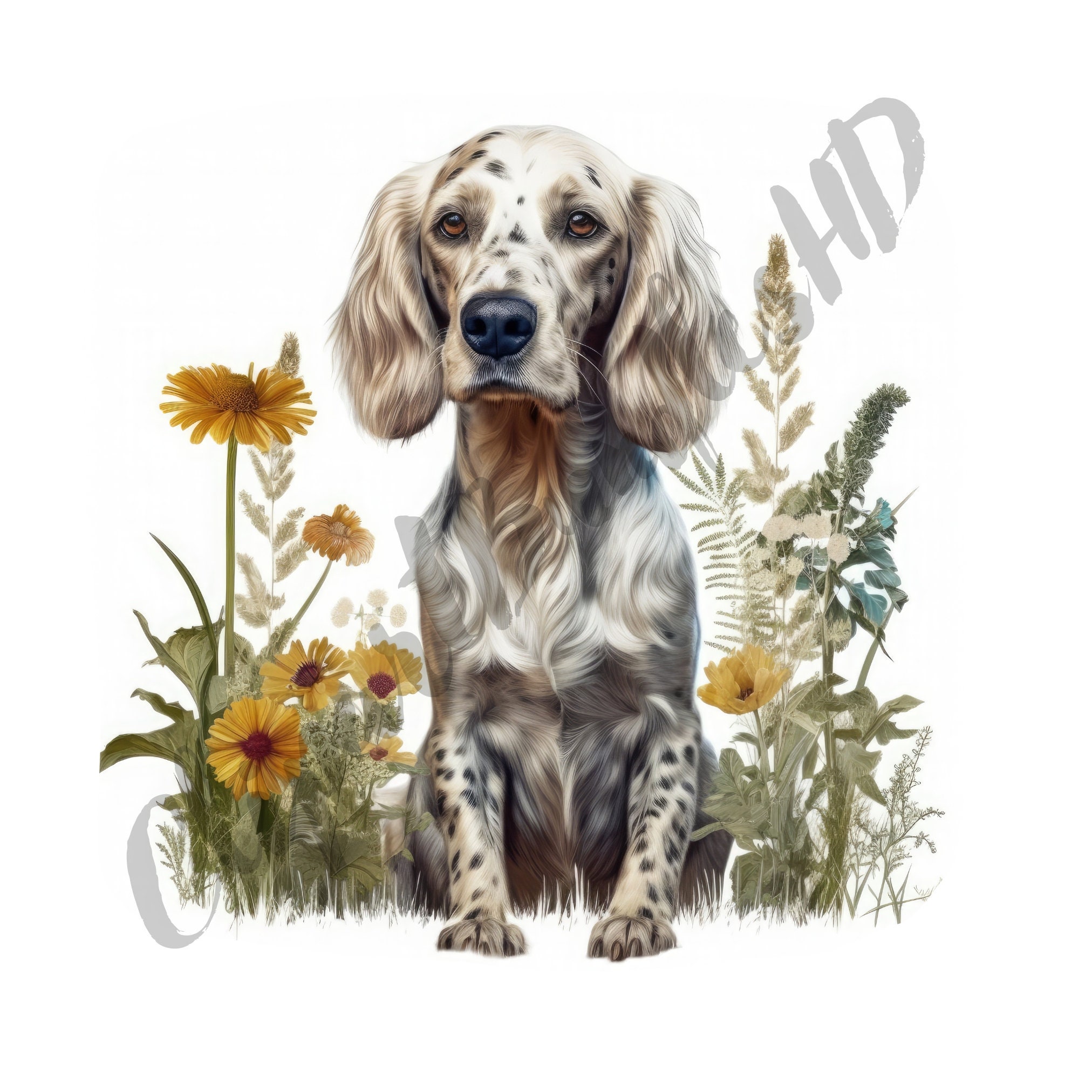 English Setter Puppy Clipart Set 15 JPG Adorable Dog Illustrations ...