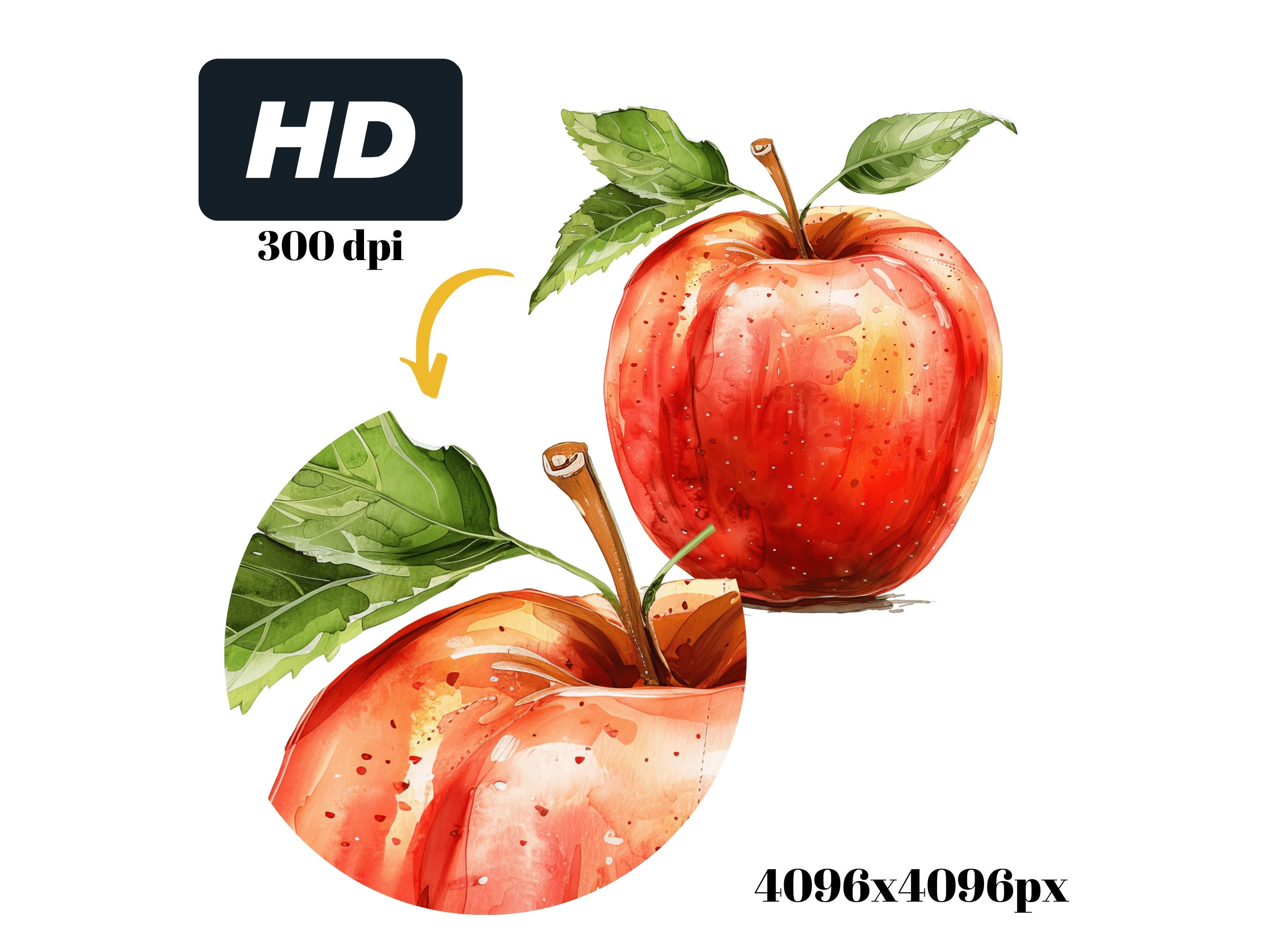 Watercolor Apple Clipart PNG, Fruits Clip Art, Watercolor Apples ...
