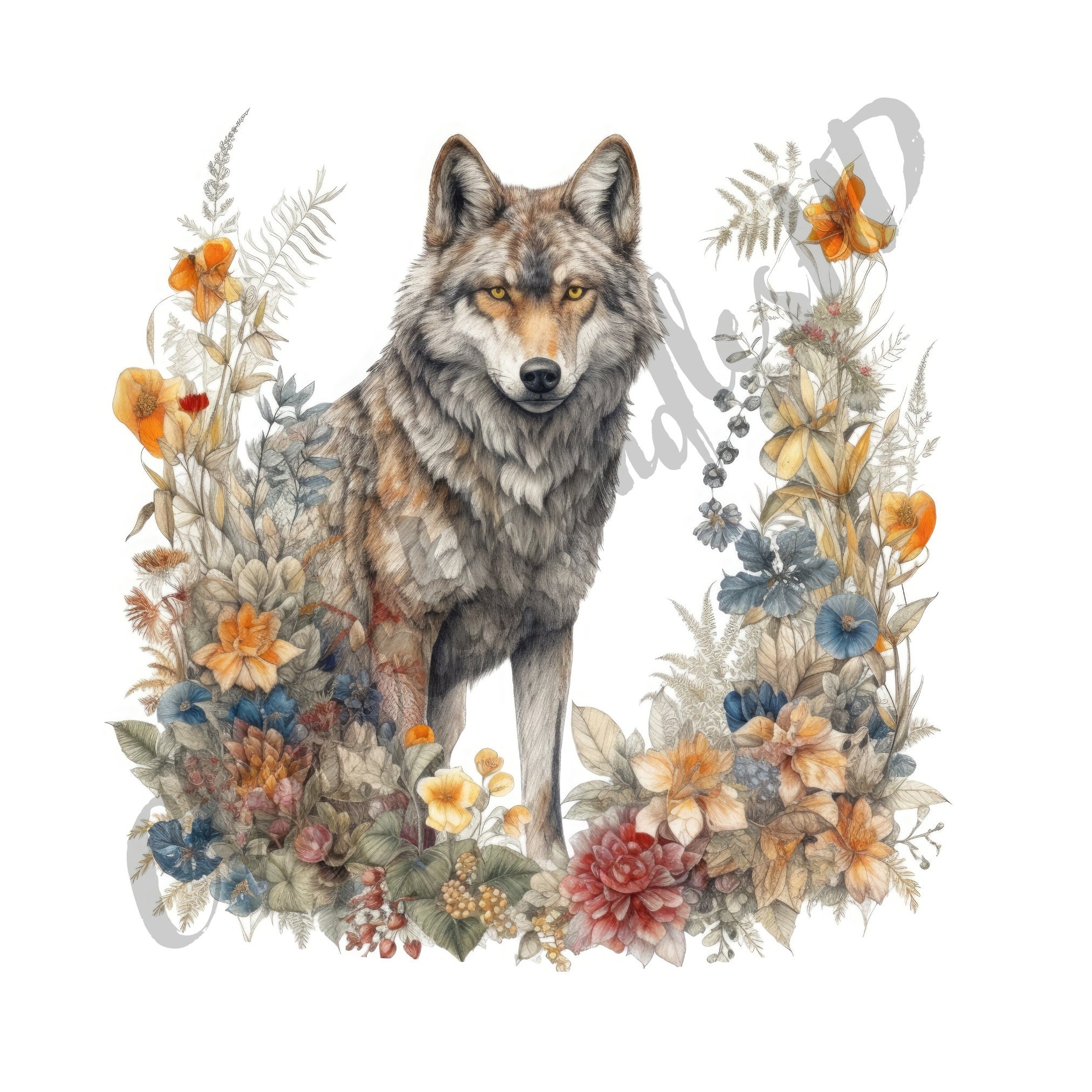 Wolf Clipart Mega Pack: 15 High-quality JPG Illustrations, Instant ...