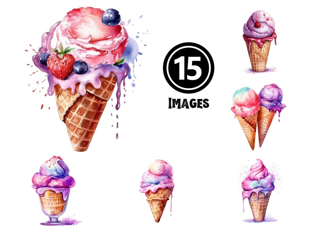 Ice Cream Clipart Bundle Sweet Treats Illustrations Printable Dessert ...