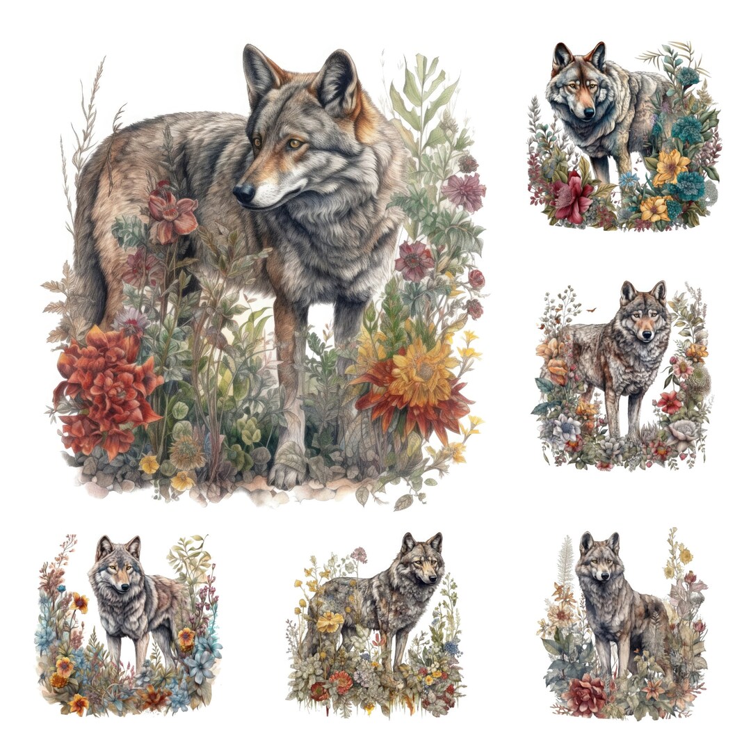 Wolf Clipart Mega Pack: 15 High-quality JPG Illustrations, Instant ...