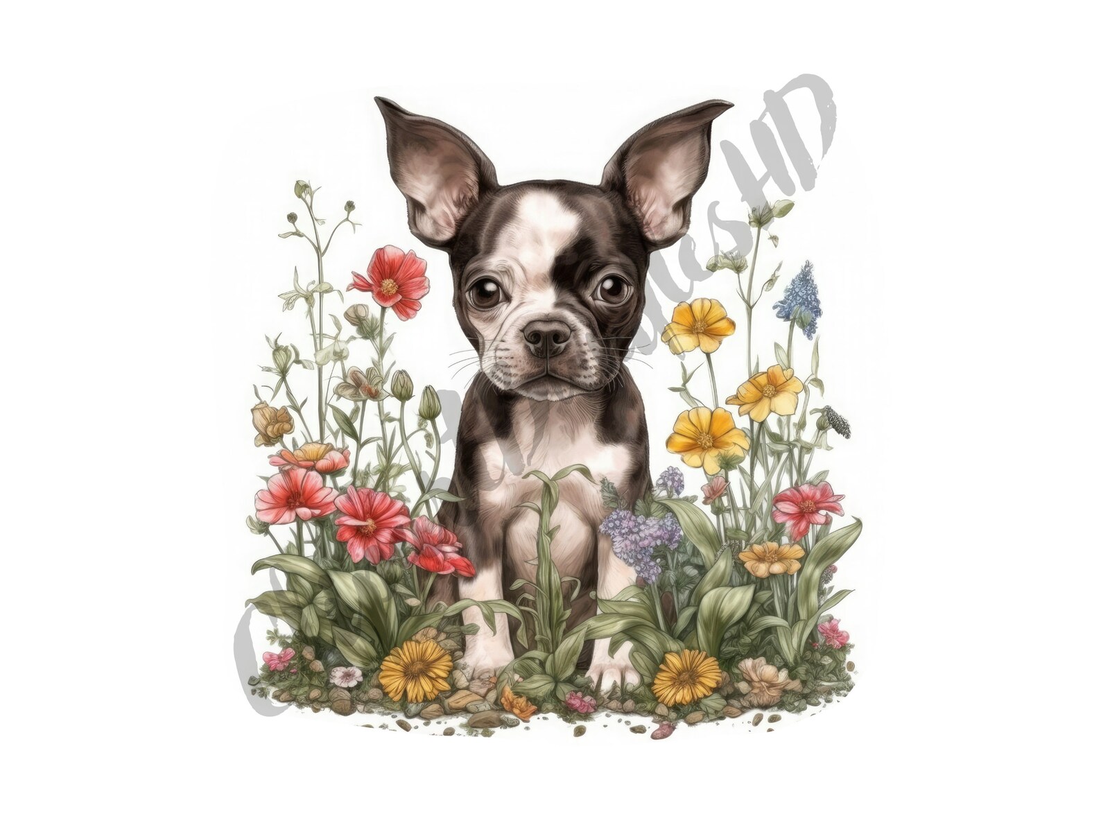 Boston Terrier Puppy Clipart Collection 15 JPG Illustrations Digital ...