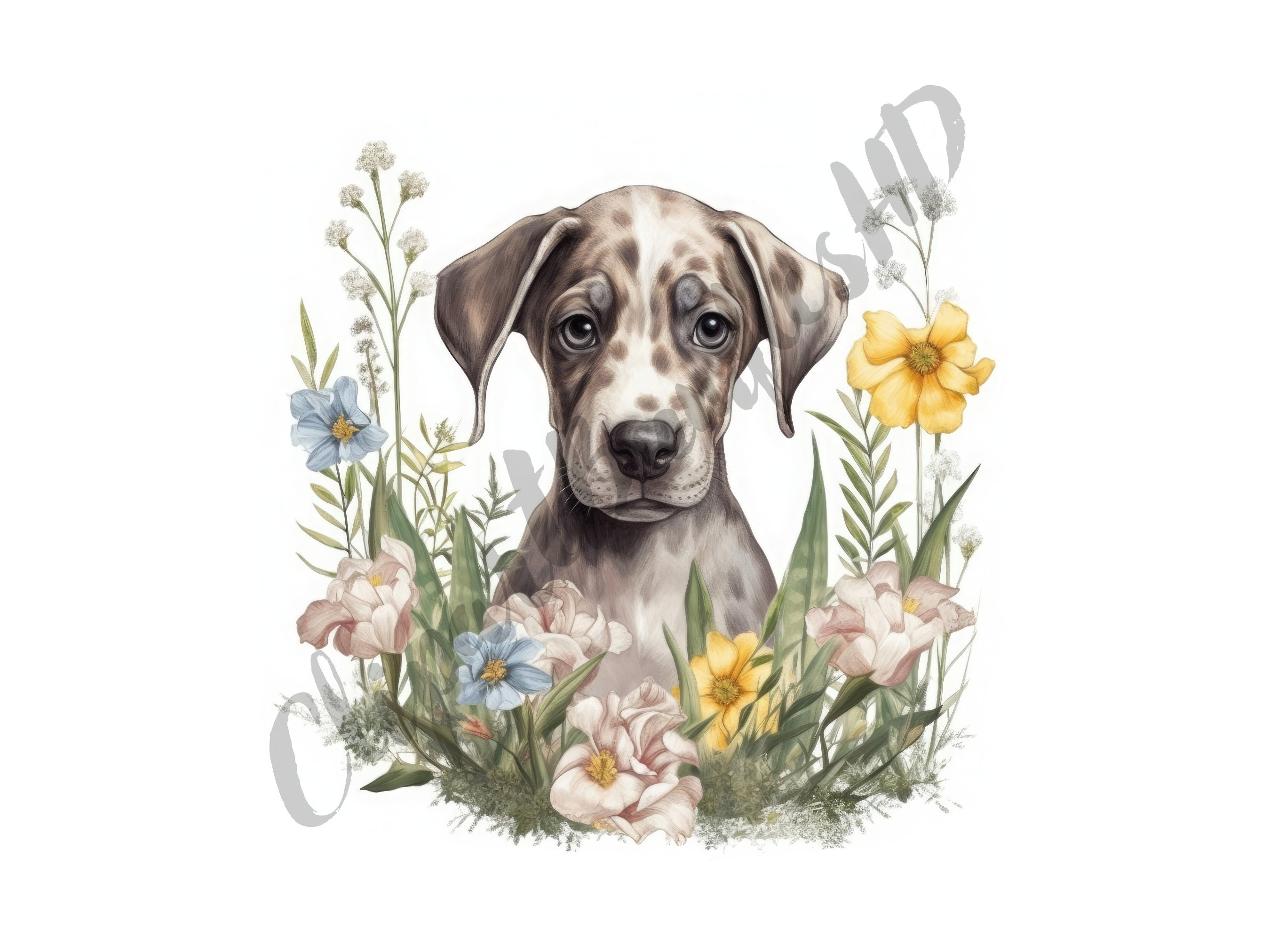Great Dane Puppy Clipart Set 15 JPG Illustrations Gentle Giant Digital ...