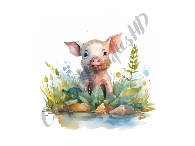 Baby Pig Clipart Bundle Adorable Piglet Illustrations Printable Farm ...