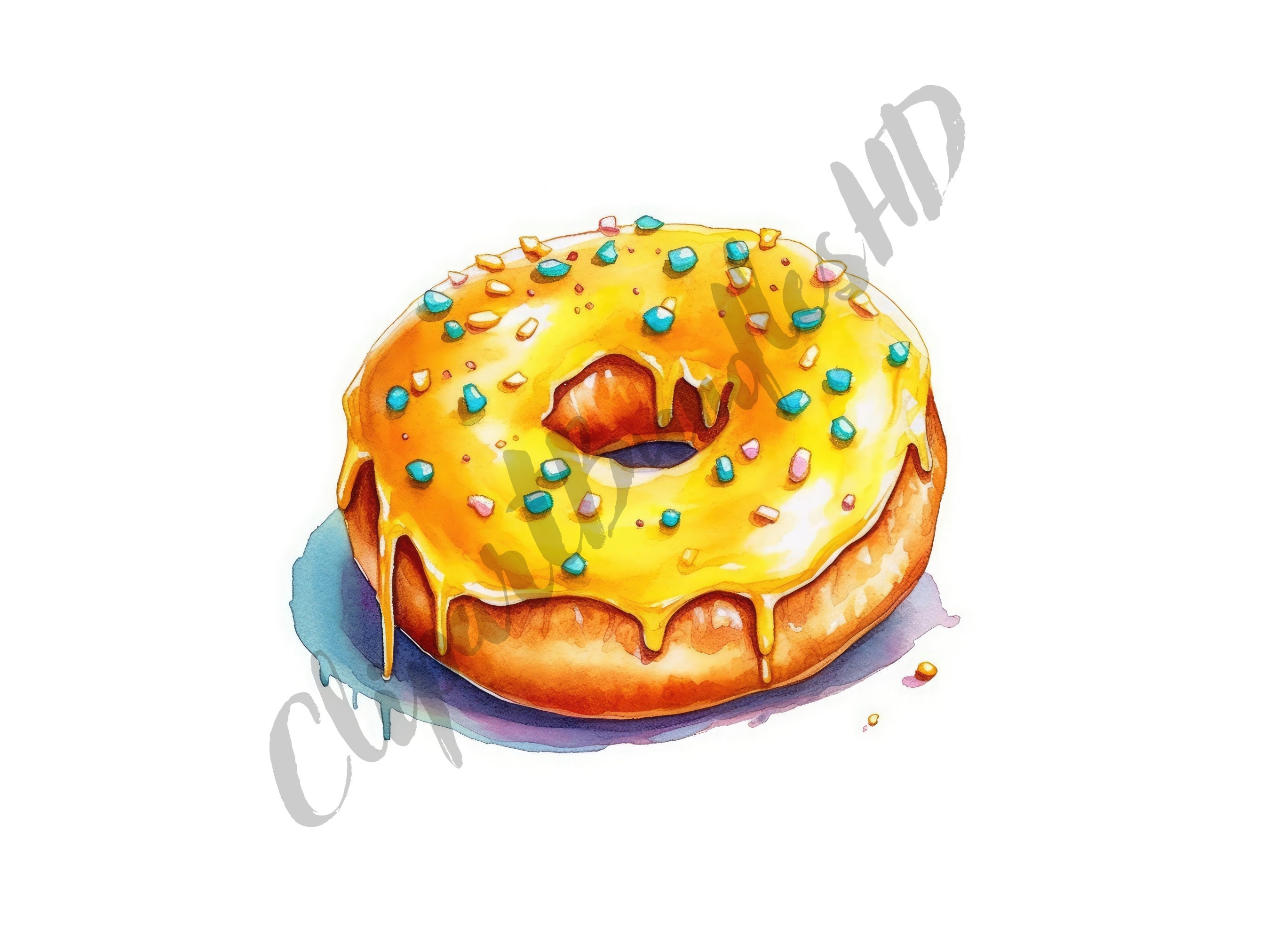 Watercolor Donut Clipart Bundle Sweet Treats Illustrations Printable ...
