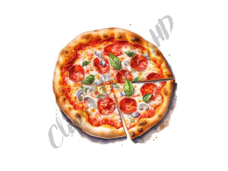 Pizza Clipart Bundle Delicious Slice Illustrations Printable Italian Cuisine Art Kitchen Decor ...